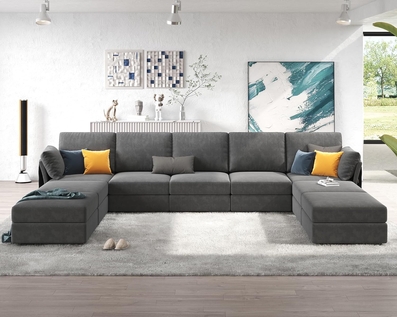 Amazon.com: VANACC 160 Inches Modular Sectional Sofa, Oversized ...