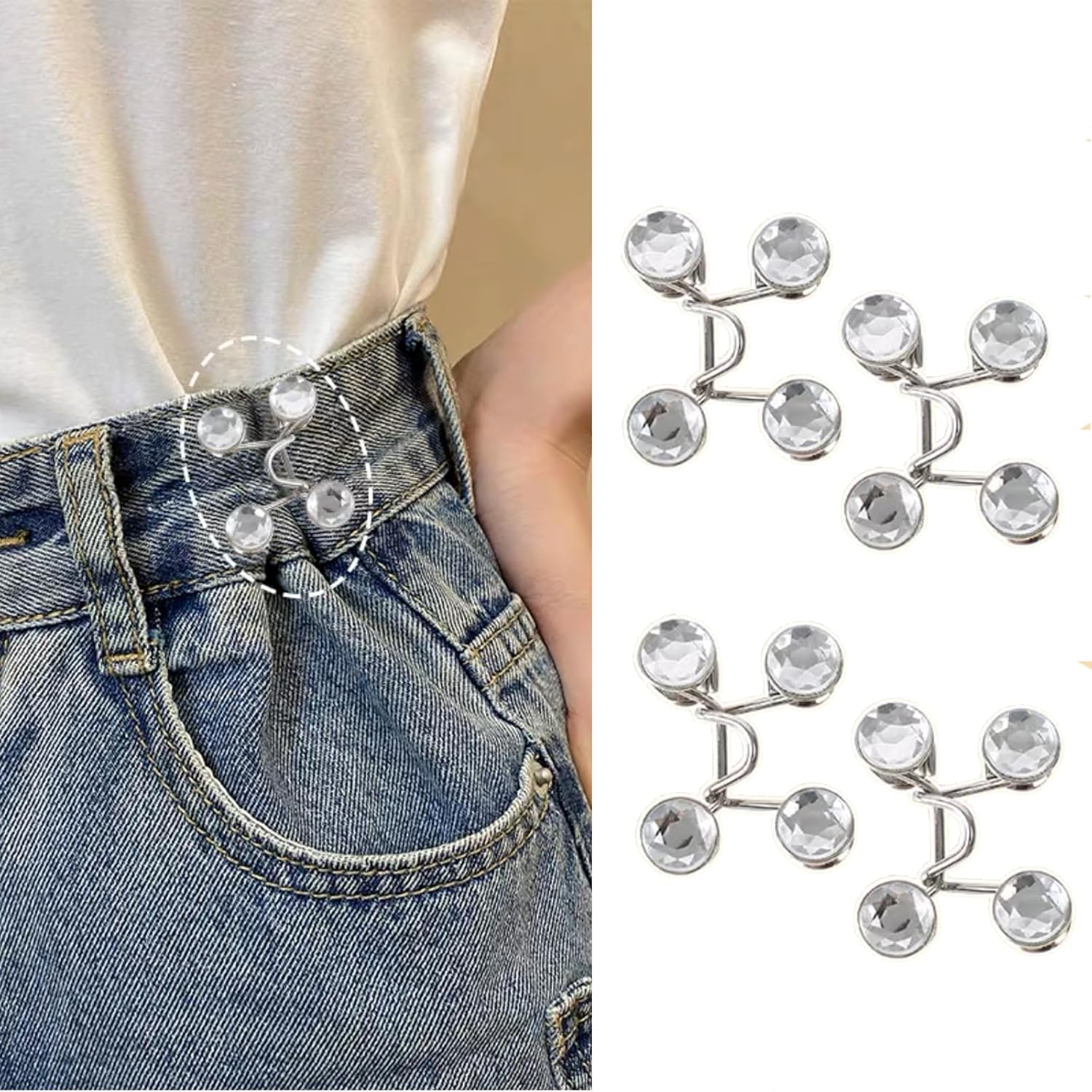 Amazon.com: Adjustable Jeans Button Pin，No Need to Sew Jeans Button ...