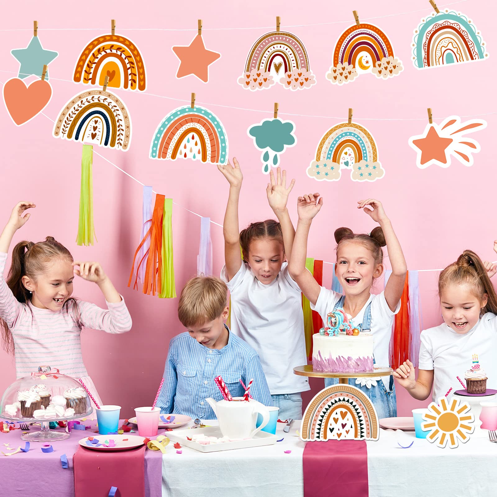 Snapklik.com : 90 Pieces Rainbow Classroom Decor Rainbow Clouds Star ...