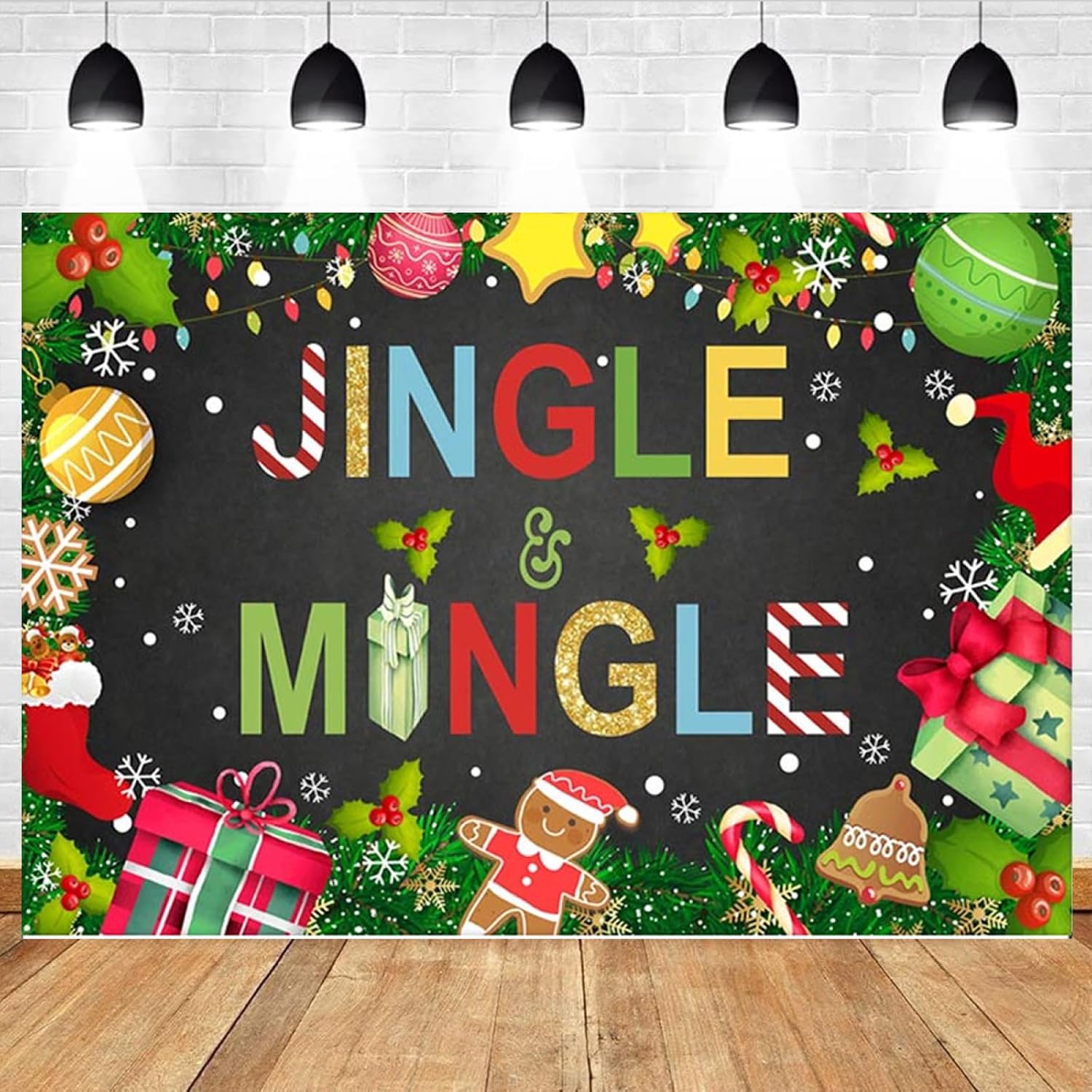 Amazon.com : Jingle Mingle Theme Party Backdrop Blackboard Snowflake ...