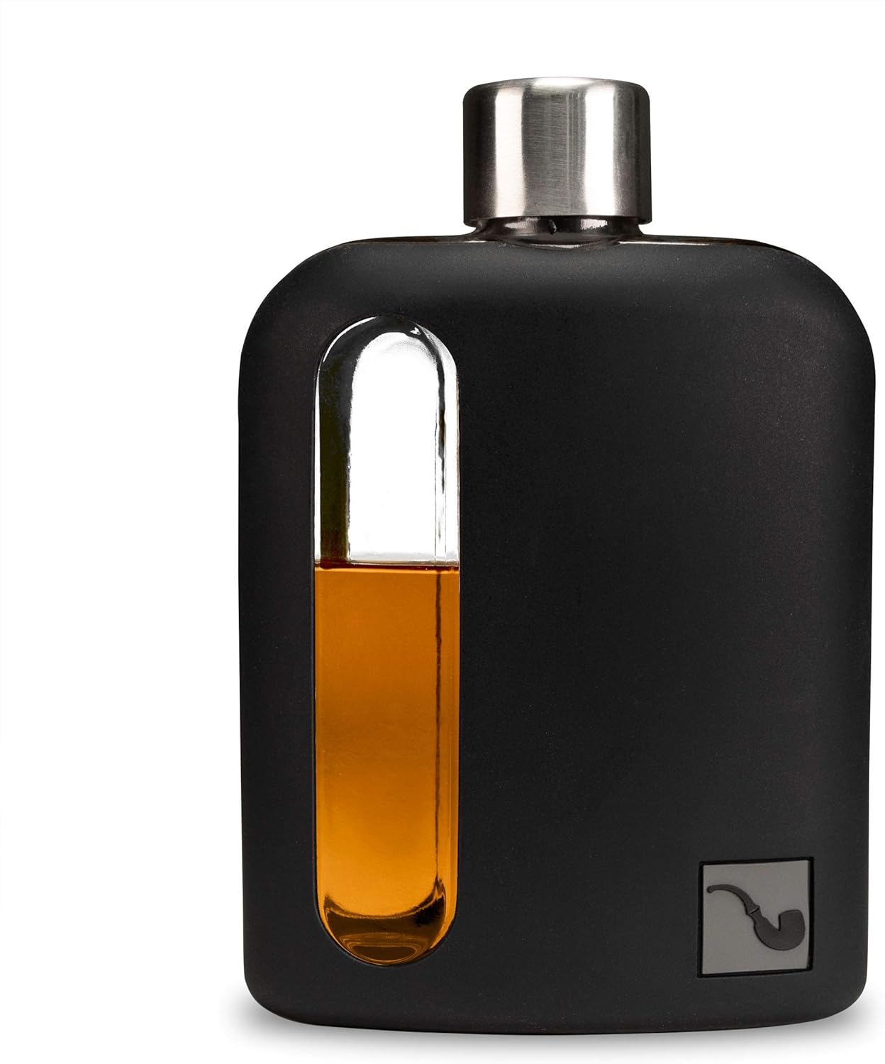 Amazon.com | Modern Glass Hip Flask for Whiskey and Spirits (Double ...