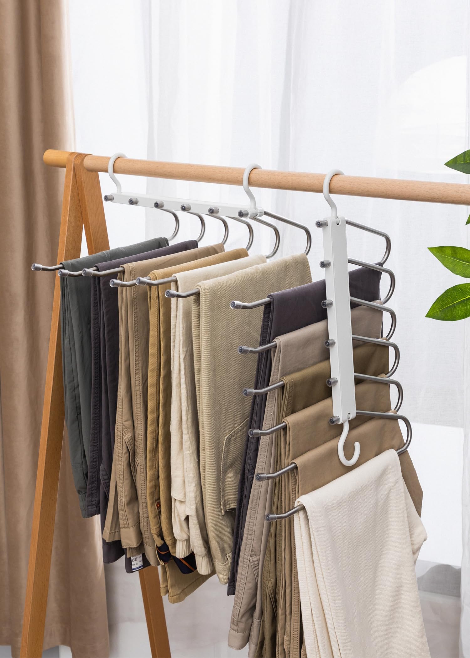 Amazon.com: Magic Space-Saving Pants Hangers [2 Pack - 5 Tier] Anti ...