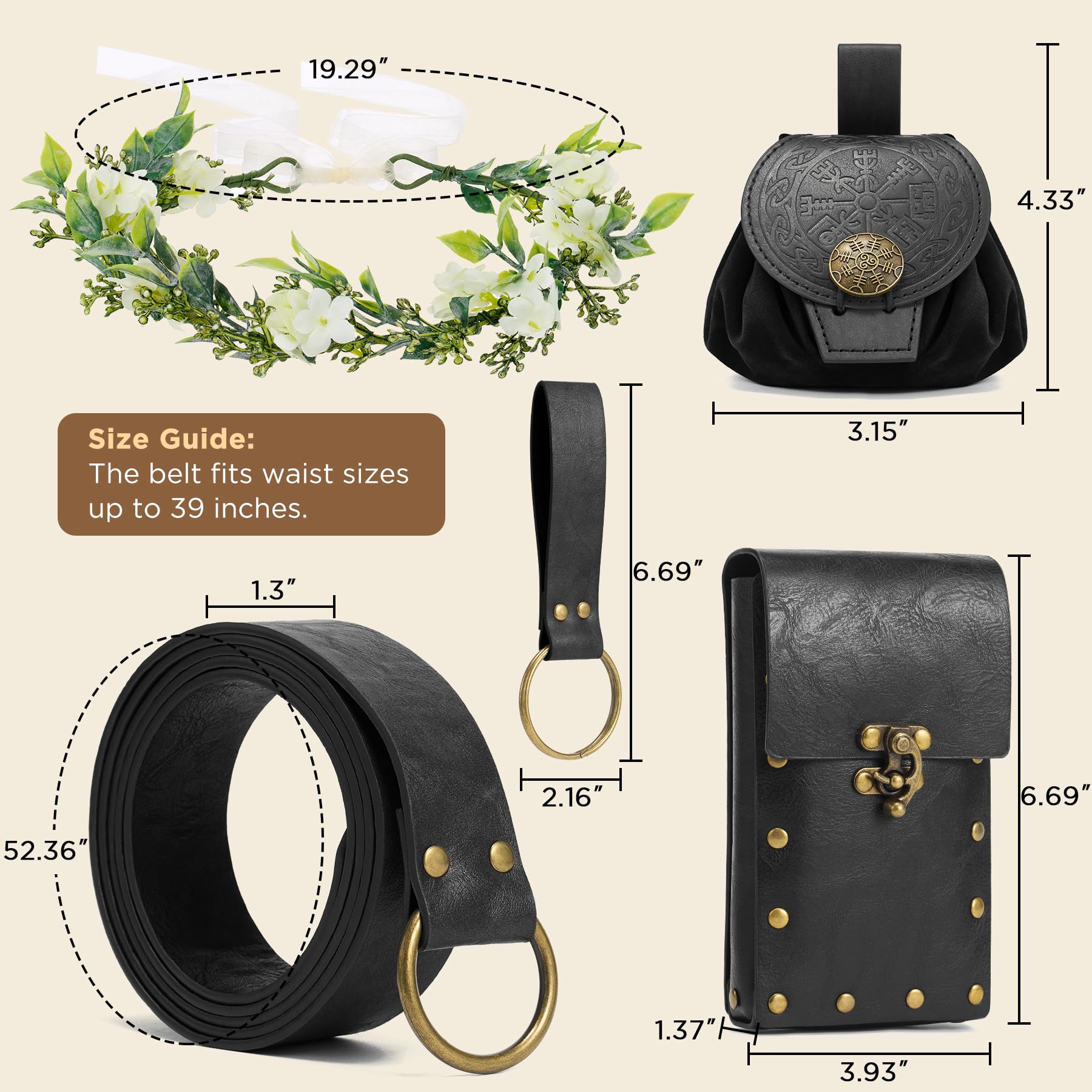 Snapklik.com : Renaissance Accessories,Medieval Viking Leather Belt ...