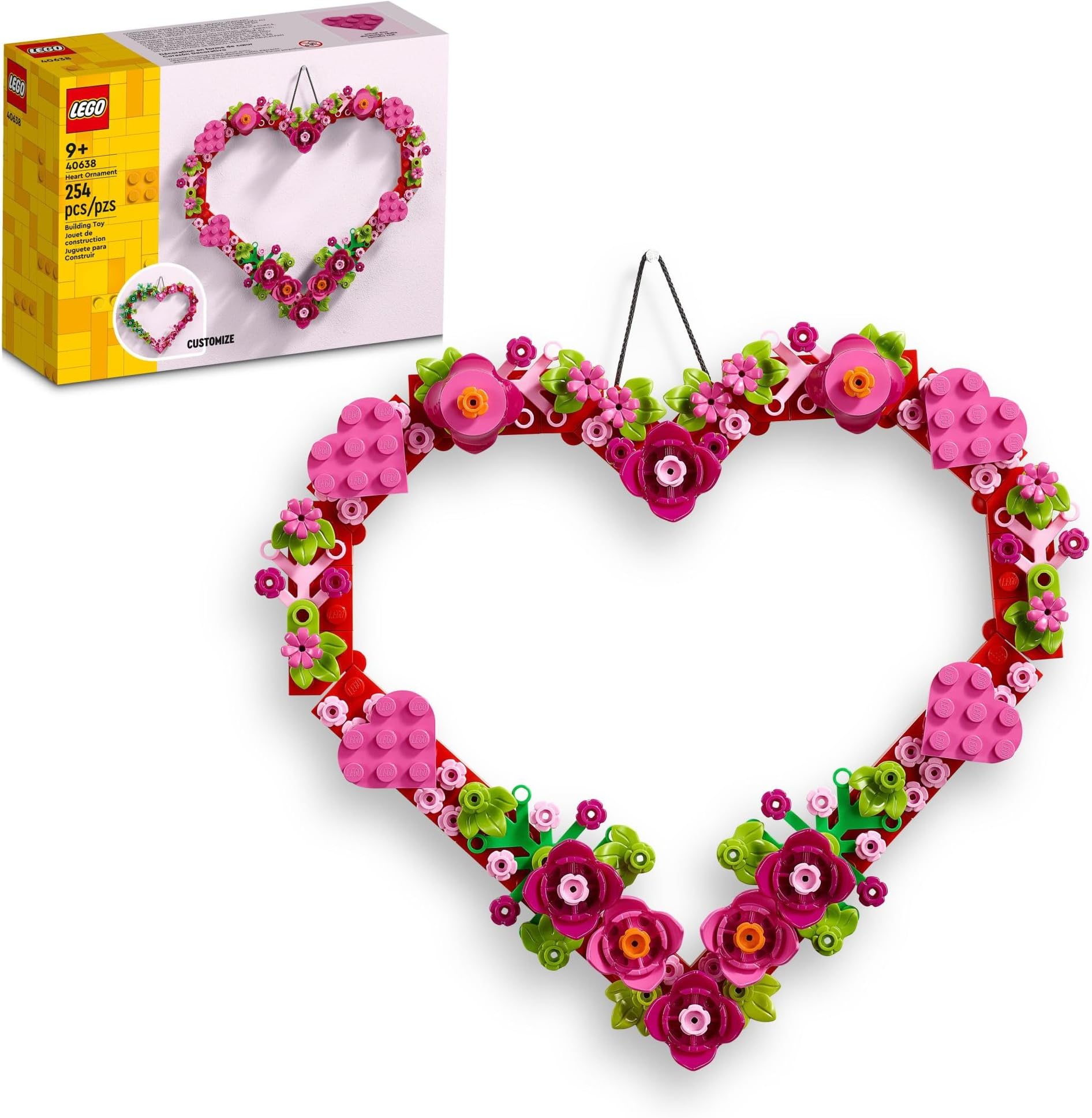 LEGO Heart Ornament Home Decor Building Set for Kids, with Decorative ...