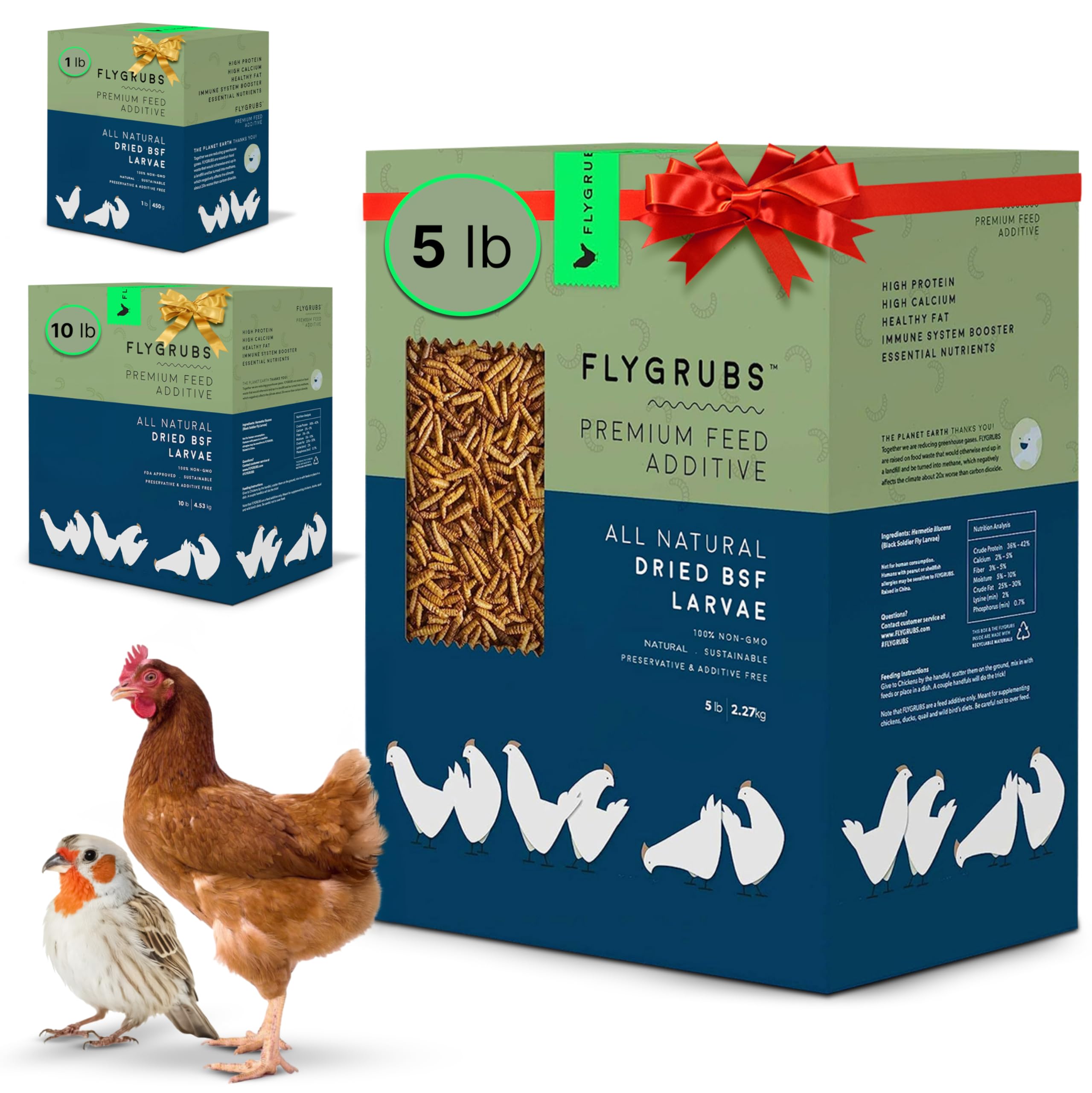 FLYGRUBS Dried Worms for Chickens: 5 lb Non-GMO High-Protein Hen Treat ...