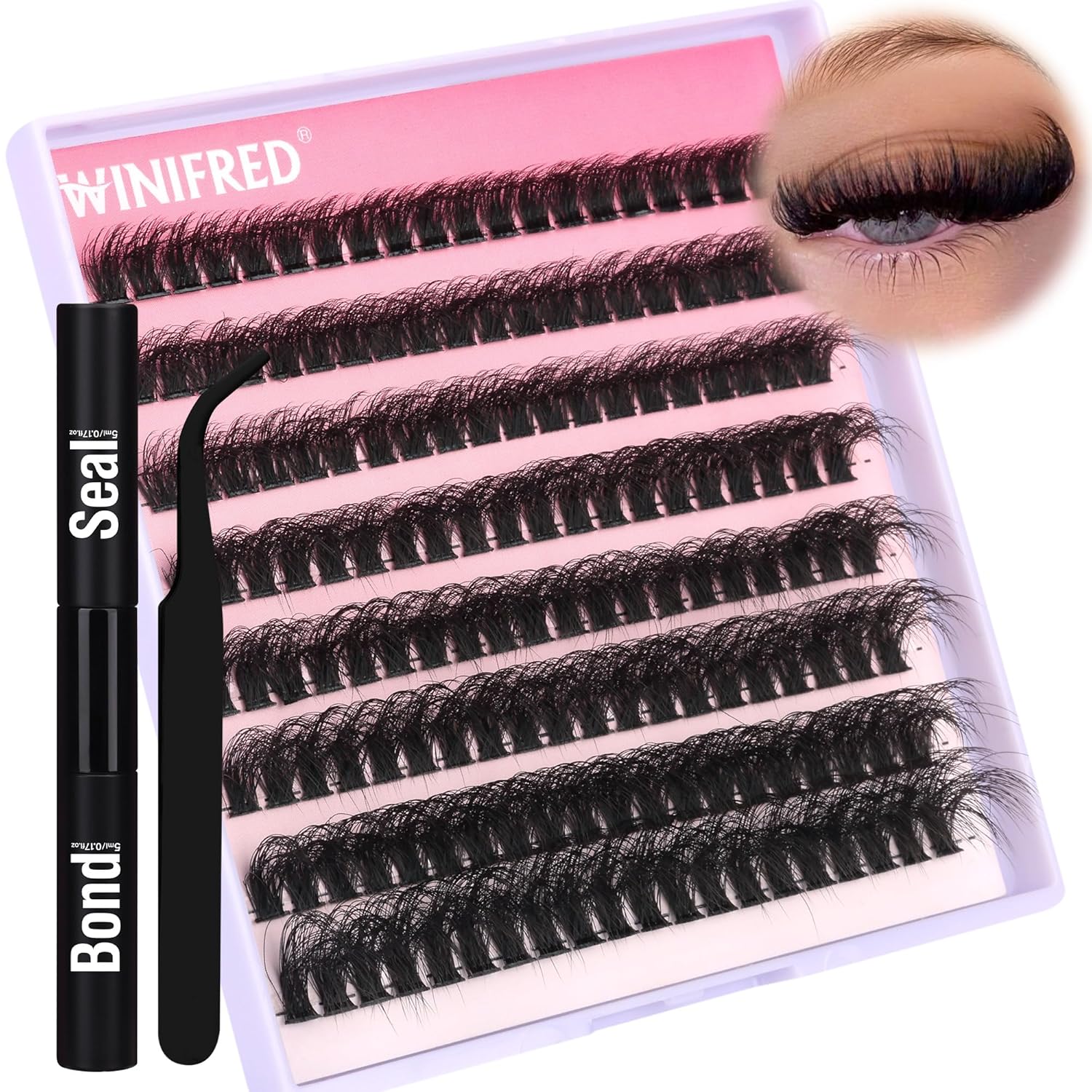 Amazon.com: Eyelash Extension Kit Thick Cluster Lashes Mink 18MM CC ...