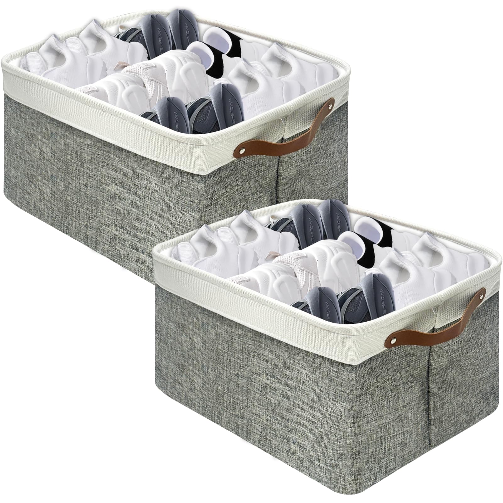 Amazon.com: BOUTICOL 2 PCS Shoe Baskets Shoe Bin for Entryway Shoe ...