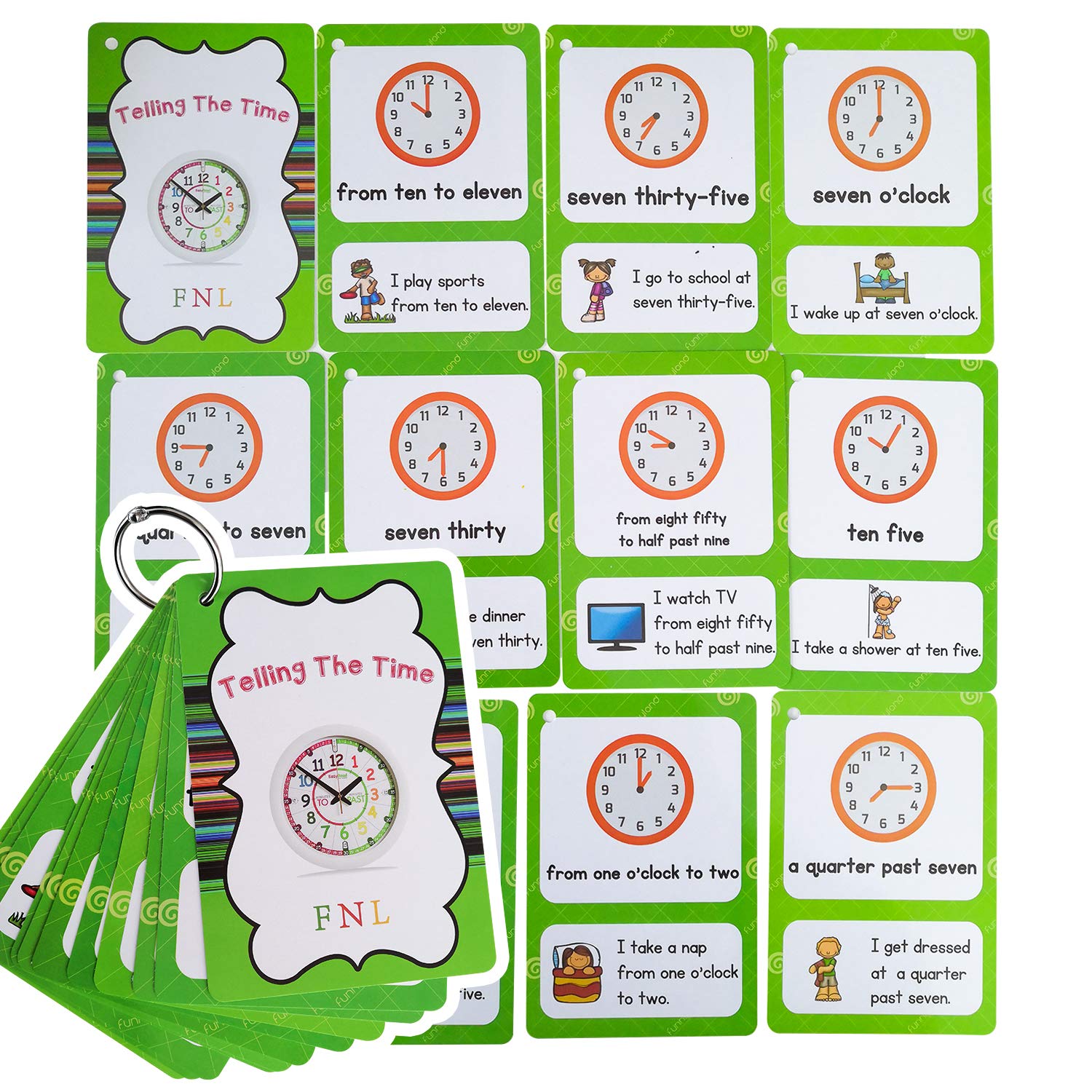 Telling Time Flashcards Clock Matching Flash Cards For Telling Time To