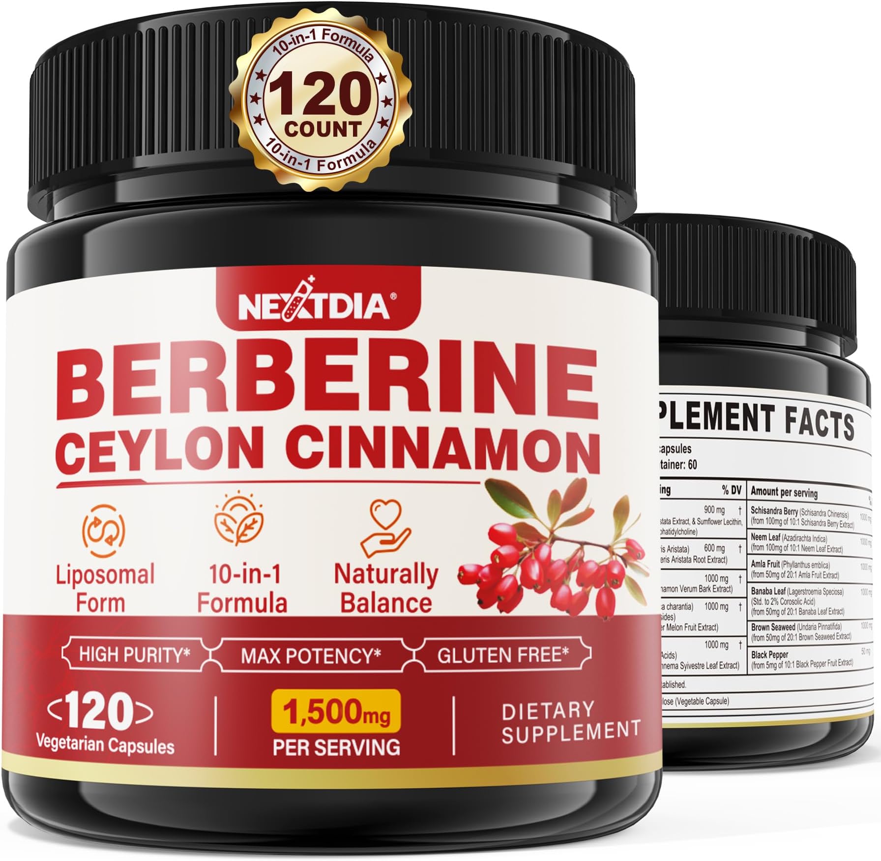 Amazon.com: Berberine (HCI) 500mg - with Ceylon Cinnamon, Turmeric ...