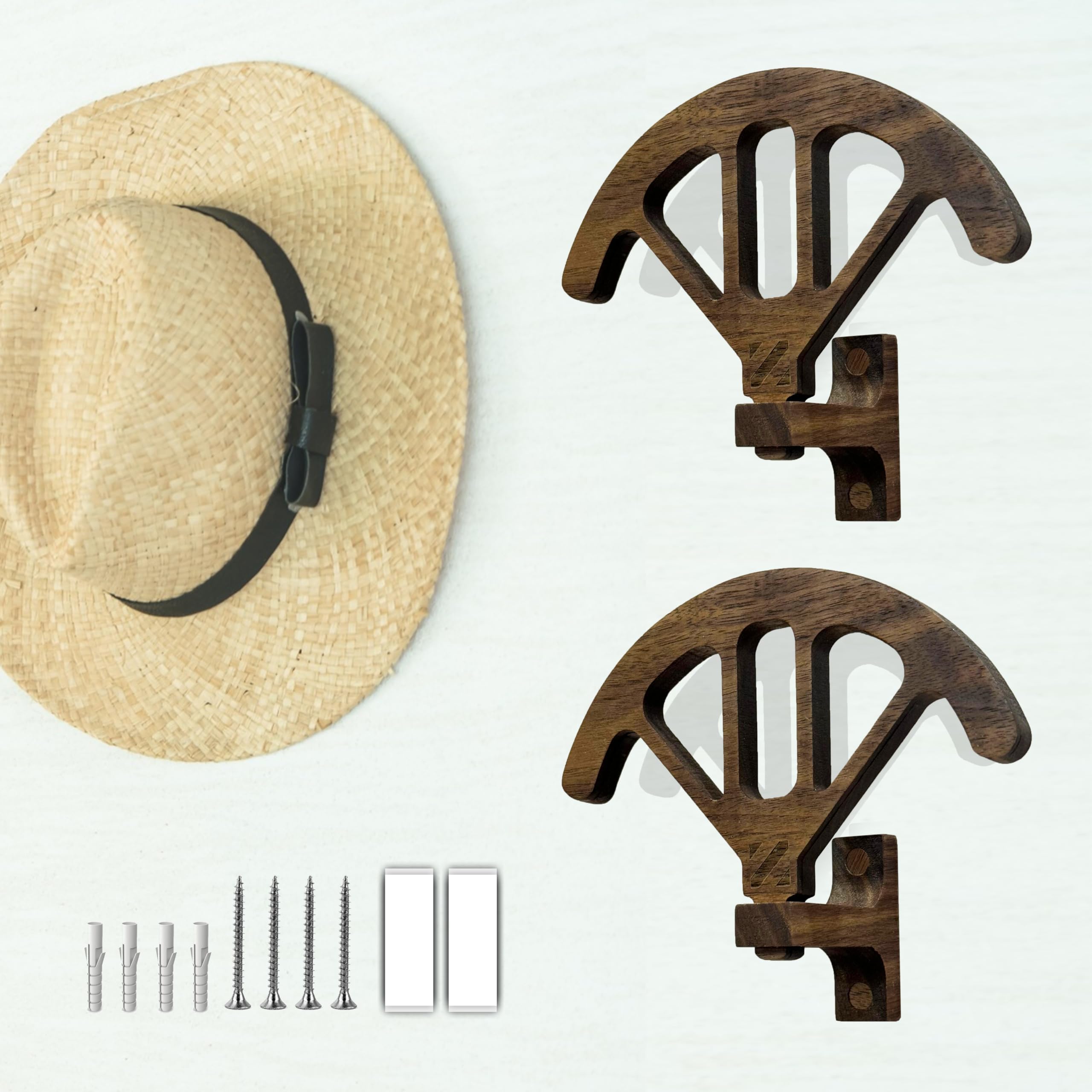 Amazon.com: yunmanqiji Cowboy Hat Rack for Wall,2 Pack Wooden Hat ...