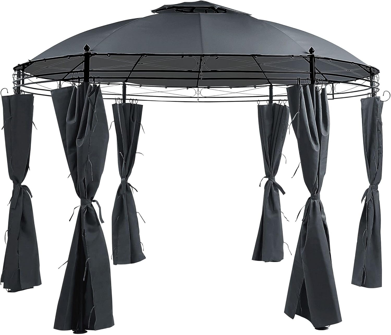 Amazon.de: Garten-Pavillon mit Dach und Seitenwänden Graphitgrau rund ...