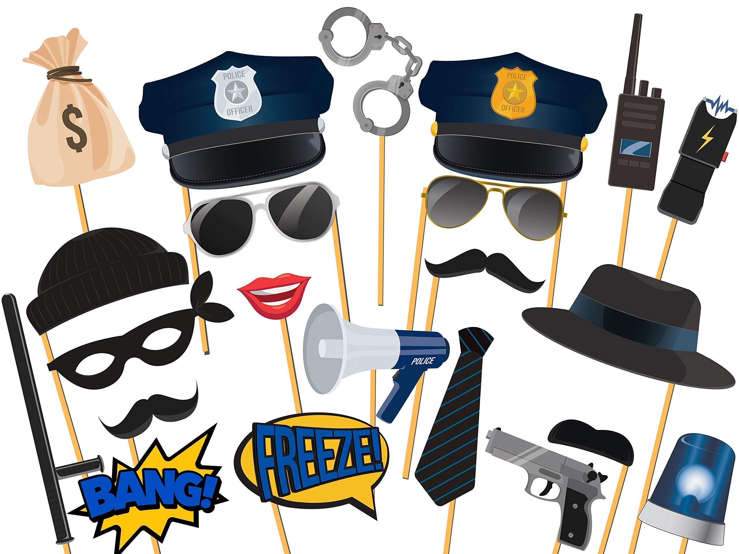 Cops Robbers Birthday Photobooth Props Police Officer Birthday Photo ...