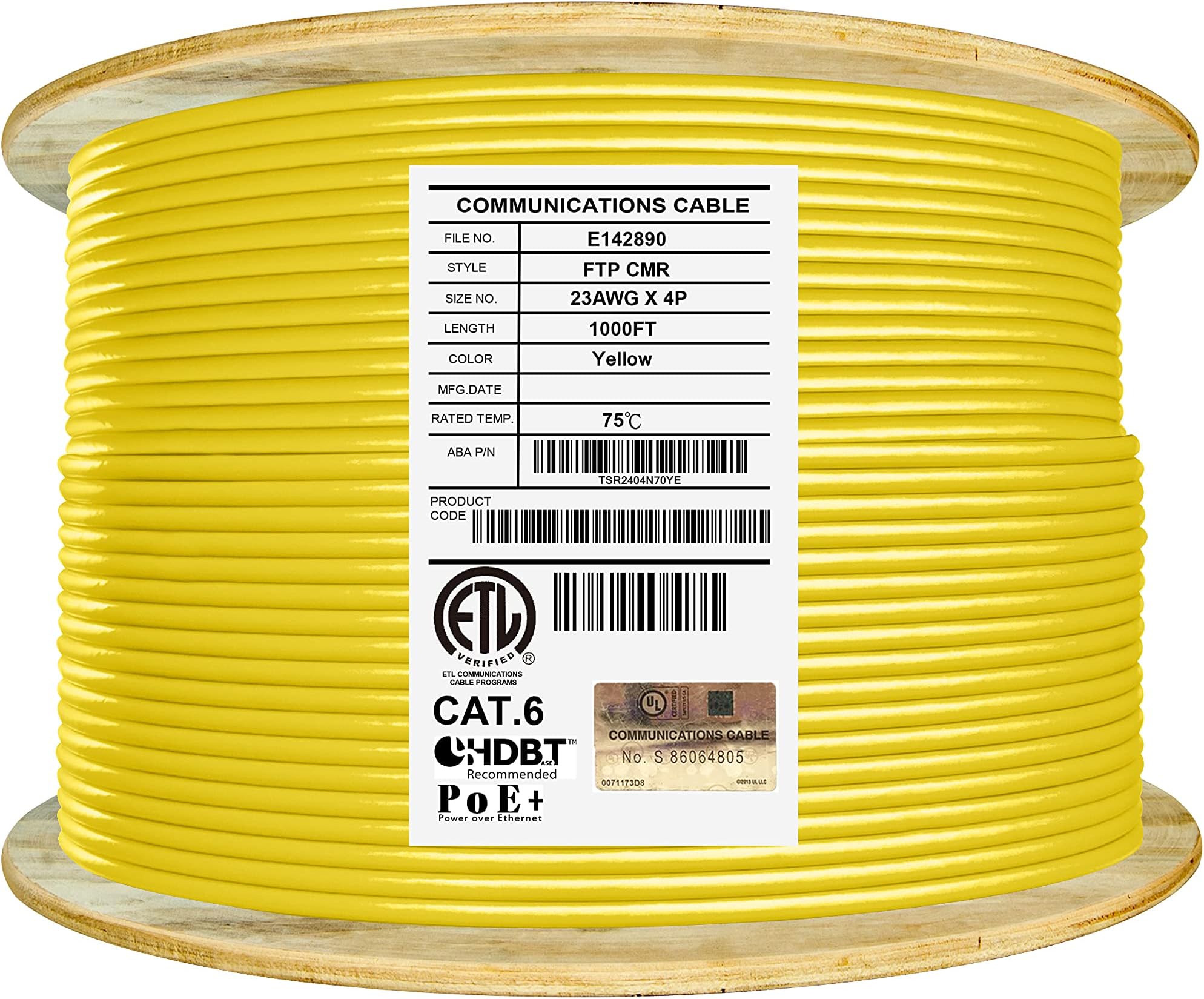 Amazon.com: Elite Cat6A Shielded Riser (CMR), 1000ft, FTP 23AWG, Solid ...