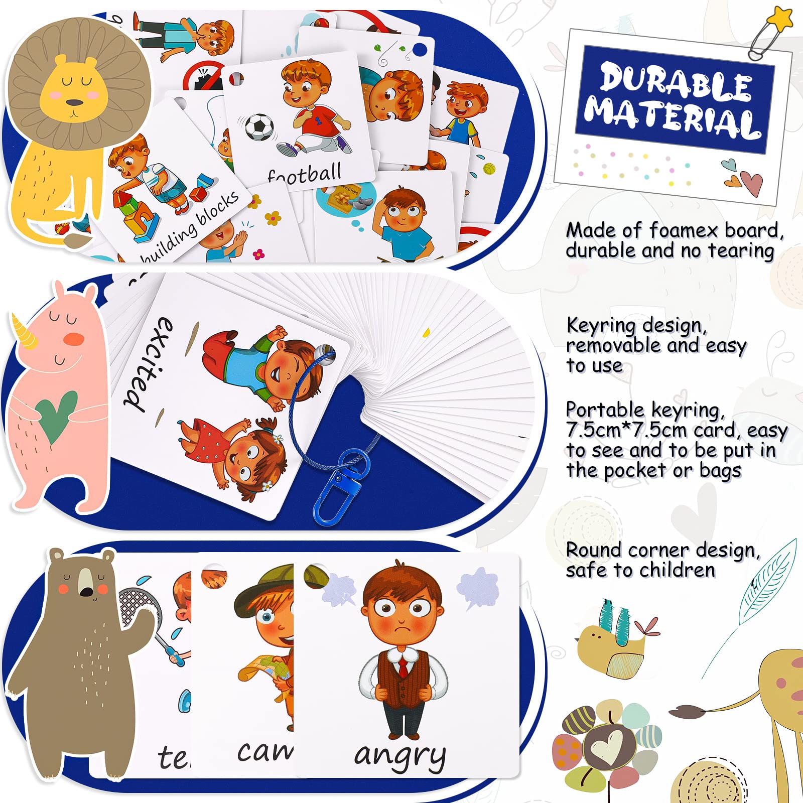 50 Pcs Autism Supplies Communication Cards ASD Visual Behavior Learning ...