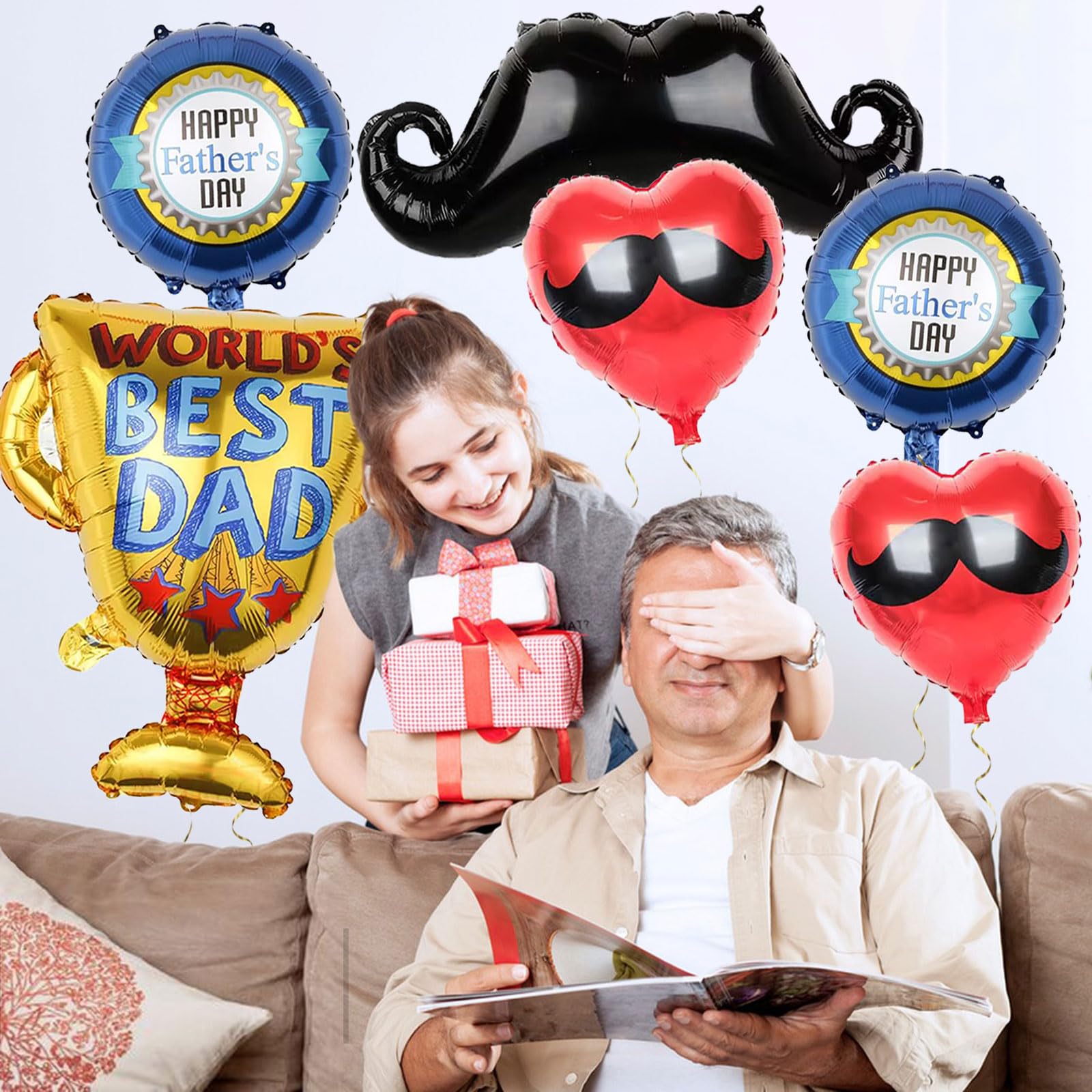 Snapklik.com : 6 Pcs Fathers Day Balloons, Large Happy Fathers Day Foil ...
