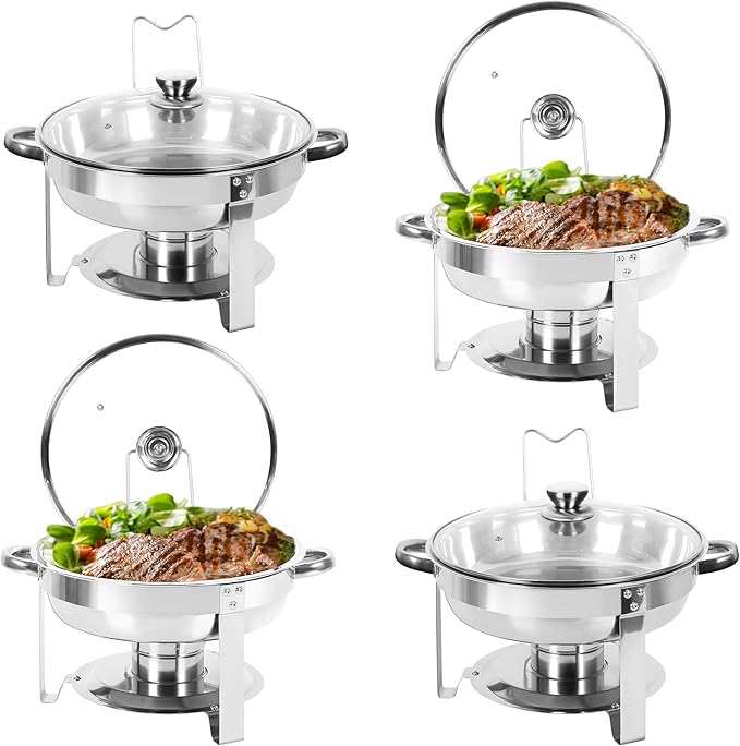 Amazon.com: IMACONE Chafing Dish Buffet Set of 4, 5QT Round Stainless ...