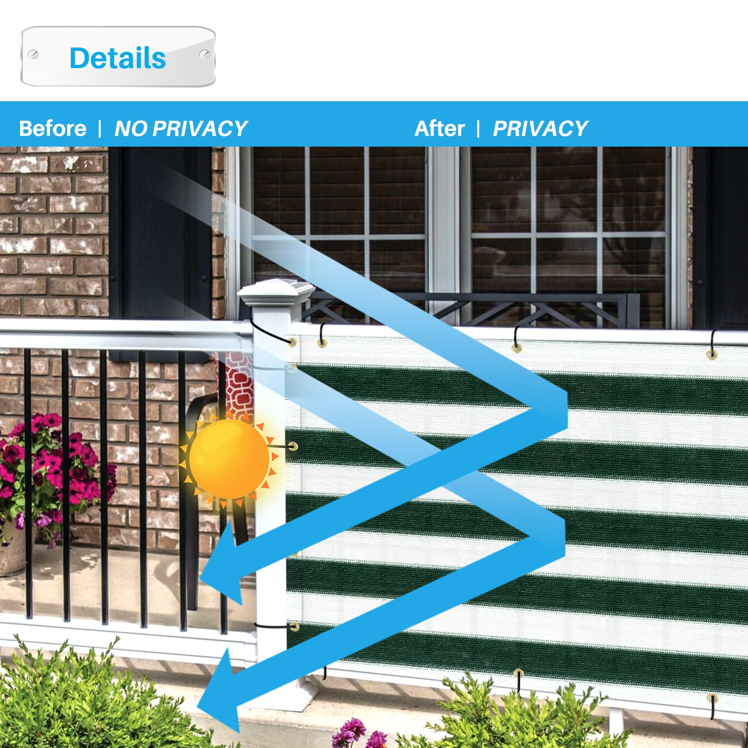 Snapklik.com : Patio 3 X 25 Balcony Privacy Screen Apartment Railing ...