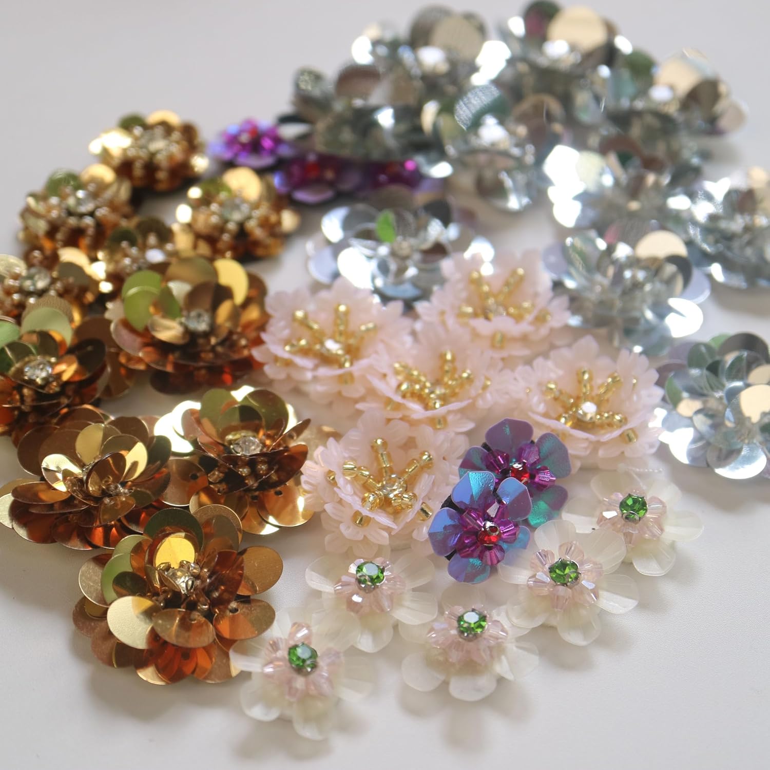 Amazon.com: 35pc/lot Handmade Flower Assorted Beaded Patches for ...