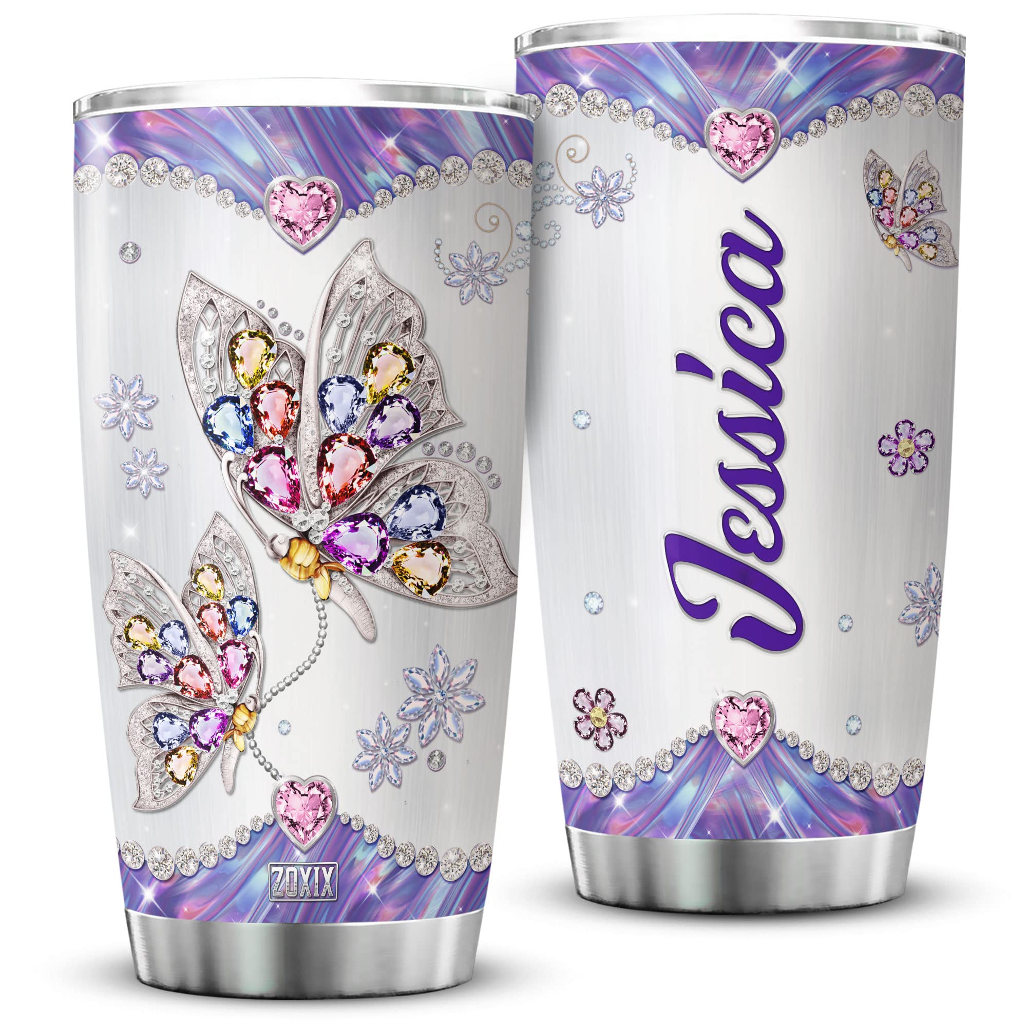 Amazon.com | ZOXIX Butterfly Tumbler Personalized Name Jewelry Style ...