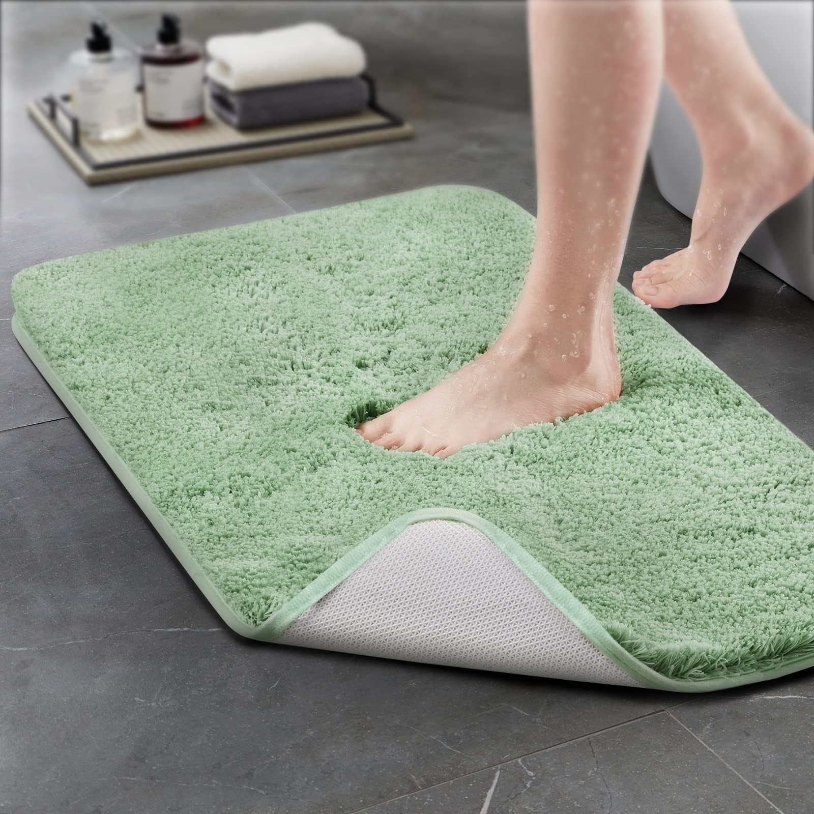 Amazon.com: TECHMILLY U Shaped Super Soft Shaggy Bathroom Rugs ...