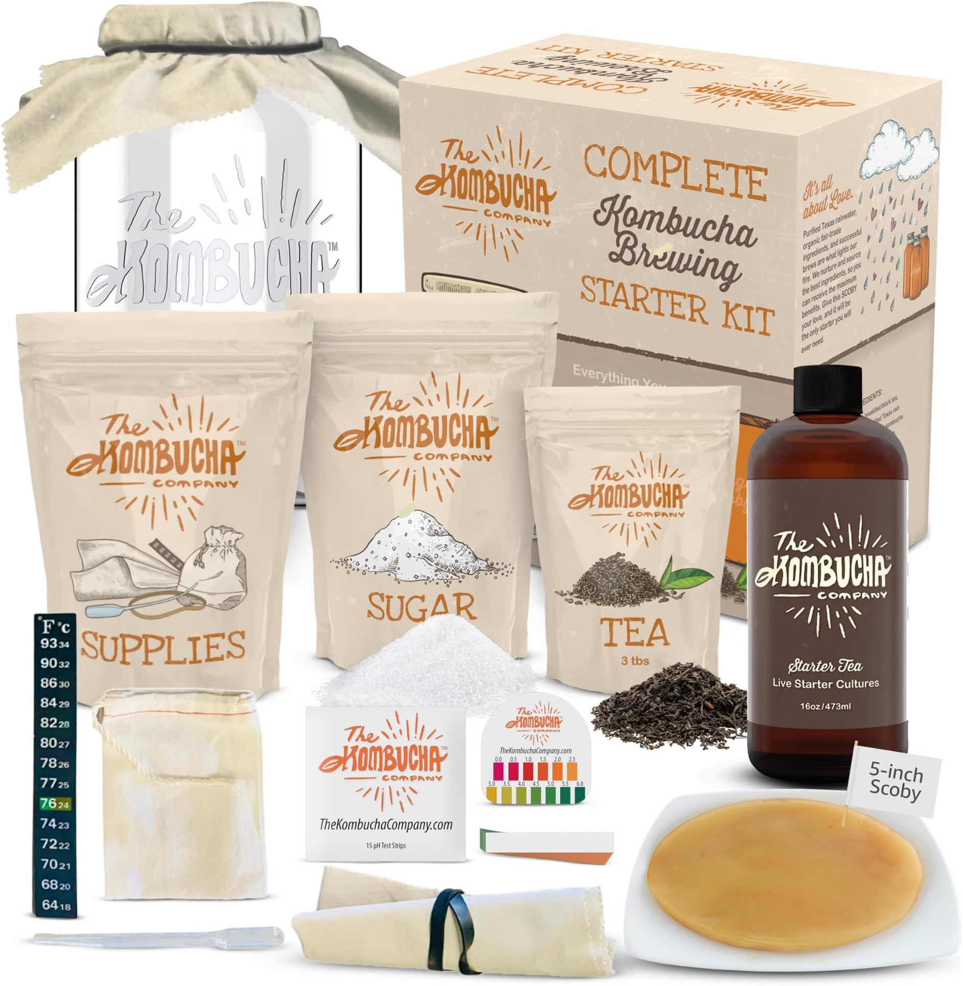 Amazon.com: The Kombucha Shop Organic Kombucha Starter Kit - 1 Gallon ...