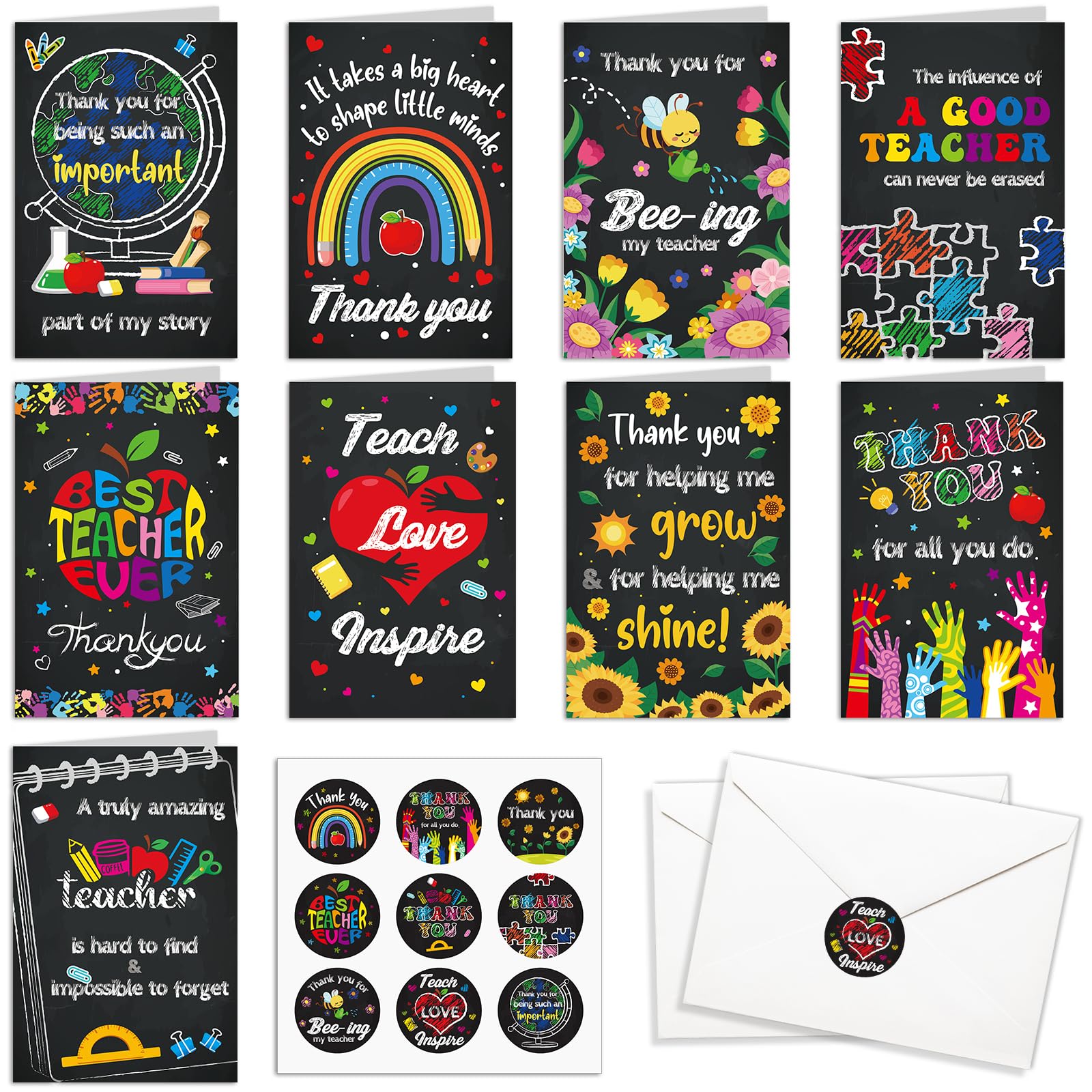 Amazon.com : HOWAF 36 Teacher Appreciation Cards,Teacher Chalkboard ...