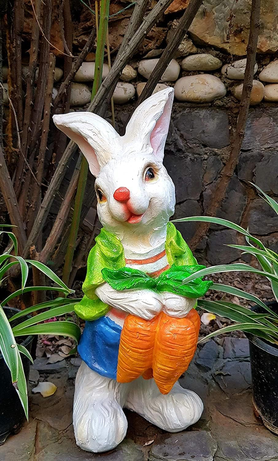 Wonderland Polyresin Rabbit with Carrots Statue For Home Decor, Kids ...
