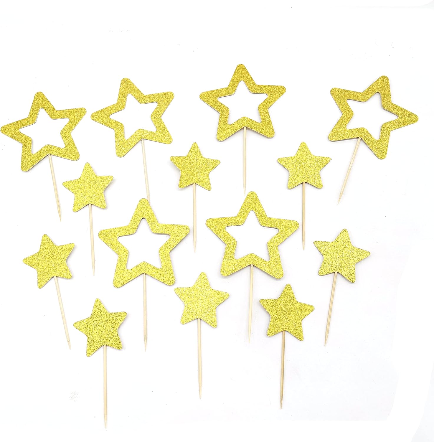 Amazon.com: Gold Star Cupcake Toppers Twinkle Little Star Decorations ...