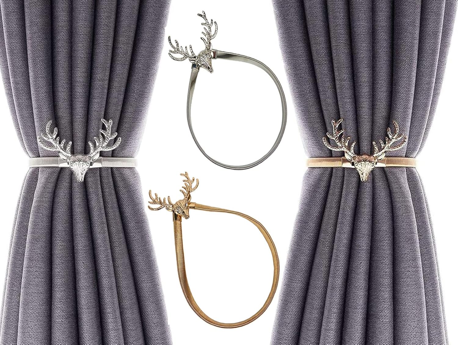 BOBOZHONG Curtain Tiebacks,2 Pieces Magnetic Curtain Tiebacks Curtain ...