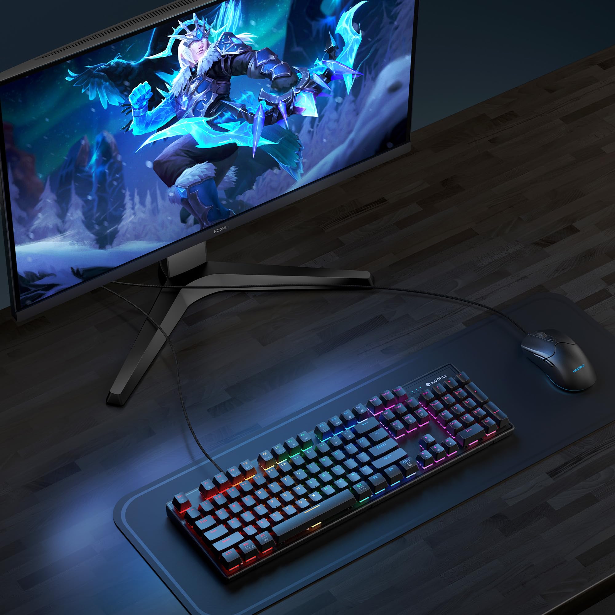Snapklik.com : KOORUI Wired Gaming Keyboard And Mouse Combo, Full-Sized ...