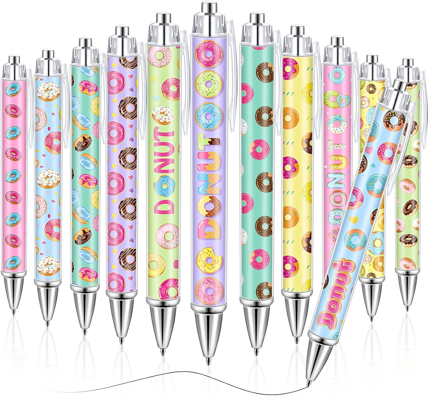 Amazon.com: Dispowreath 48 Pcs Donut Pens Bulk Cute Donuts Gel Pen ...