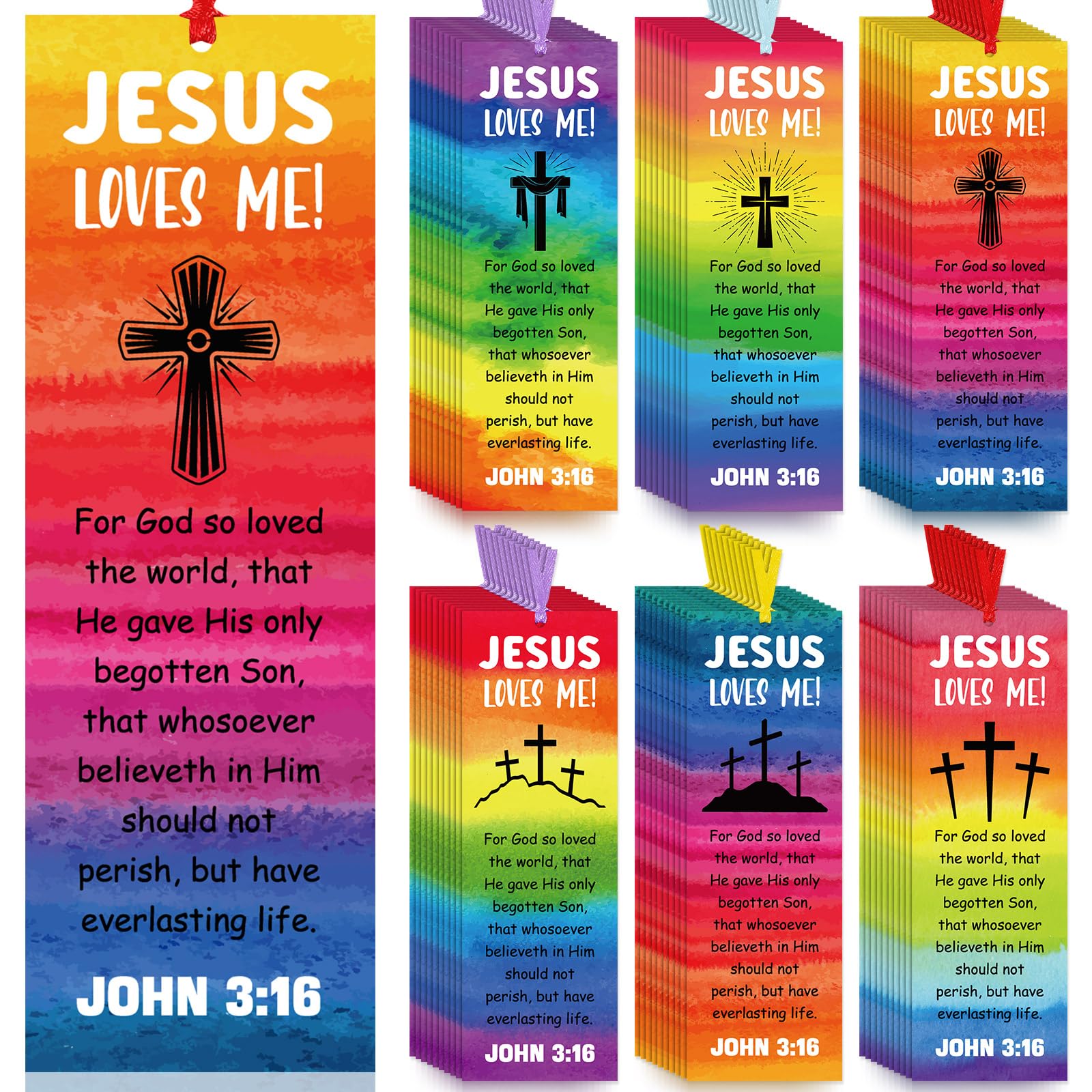 Amazon.com: Jetec 60 Pcs Jesus Loves Me Bookmarks Valentine's Day John ...