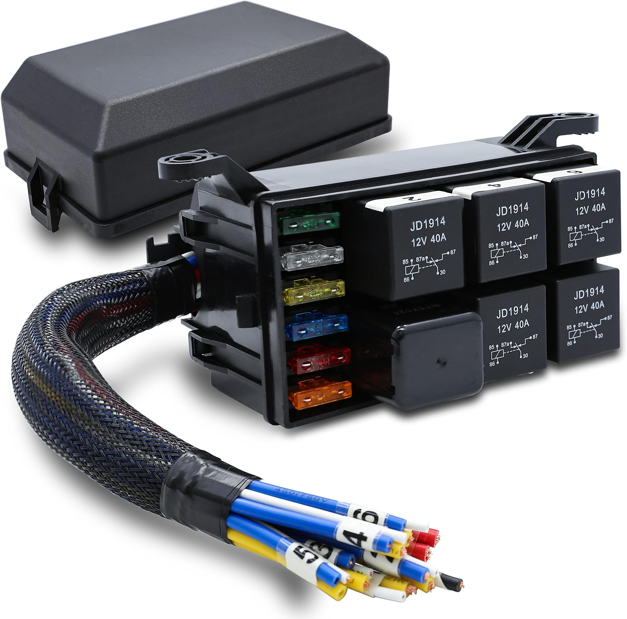 Amazon.com: X4XZ 12 Volt Fuse Relay Box Pre-Wired Fuse and Relay Box ...