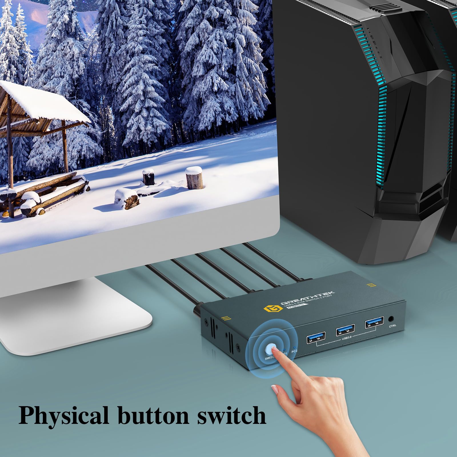 Snapklik.com : USB30 HDMI KVM Switch 2 Computers 1 Monitor,4K60HZ 2 ...