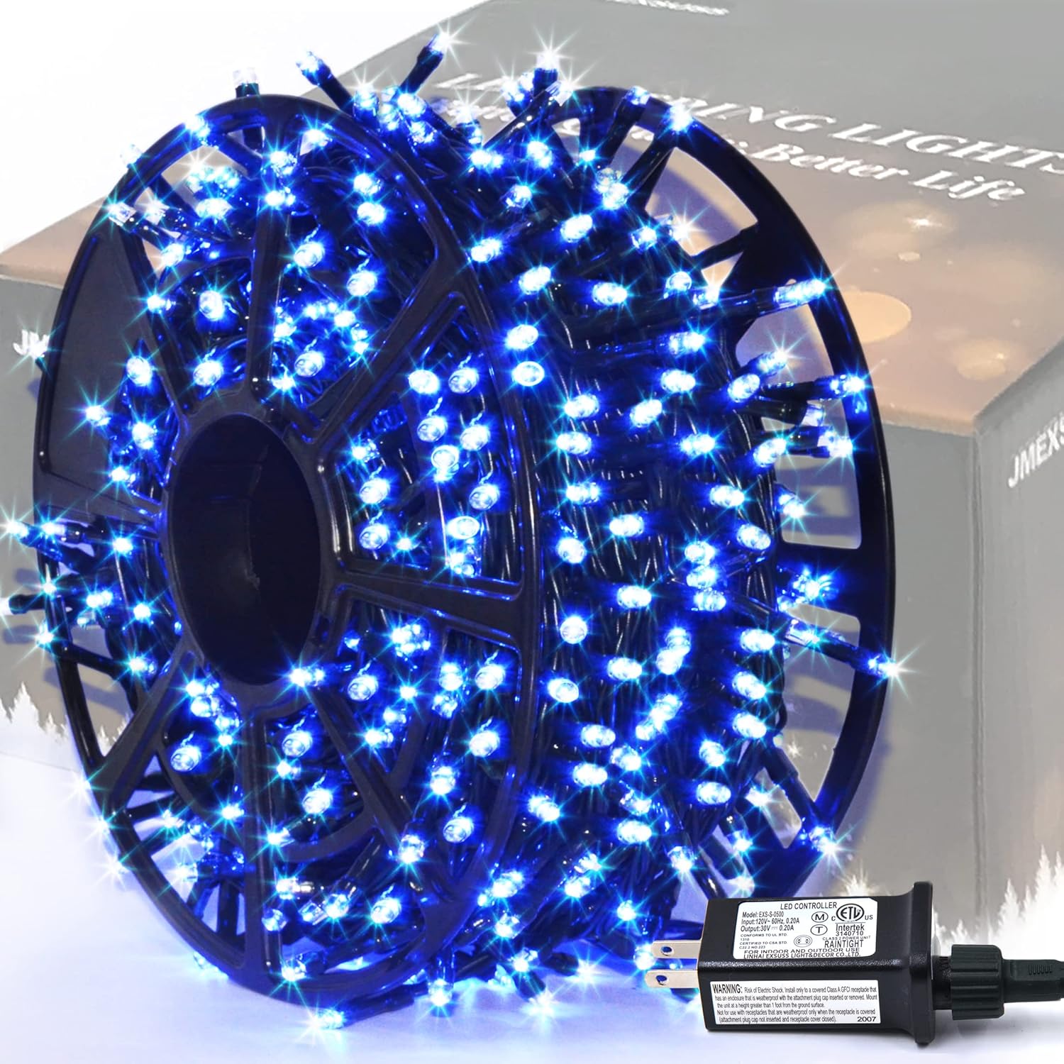 JMEXSUSS 500 LED Blue Christmas Lights,173ft 8 Modes String Lights ...