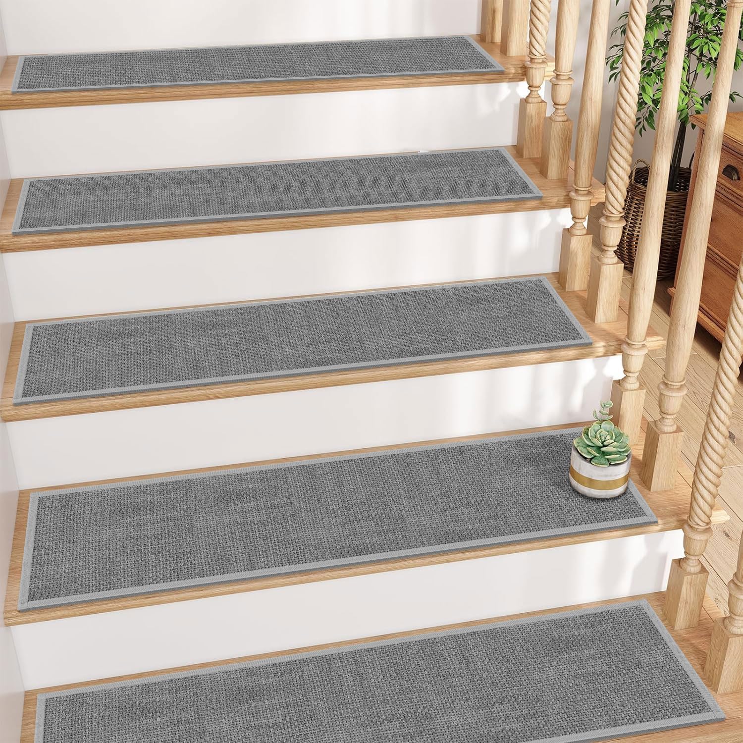 Amazon.com: GOYLSER Jute Stair Treads Non Slip for Wooden Steps Set of ...