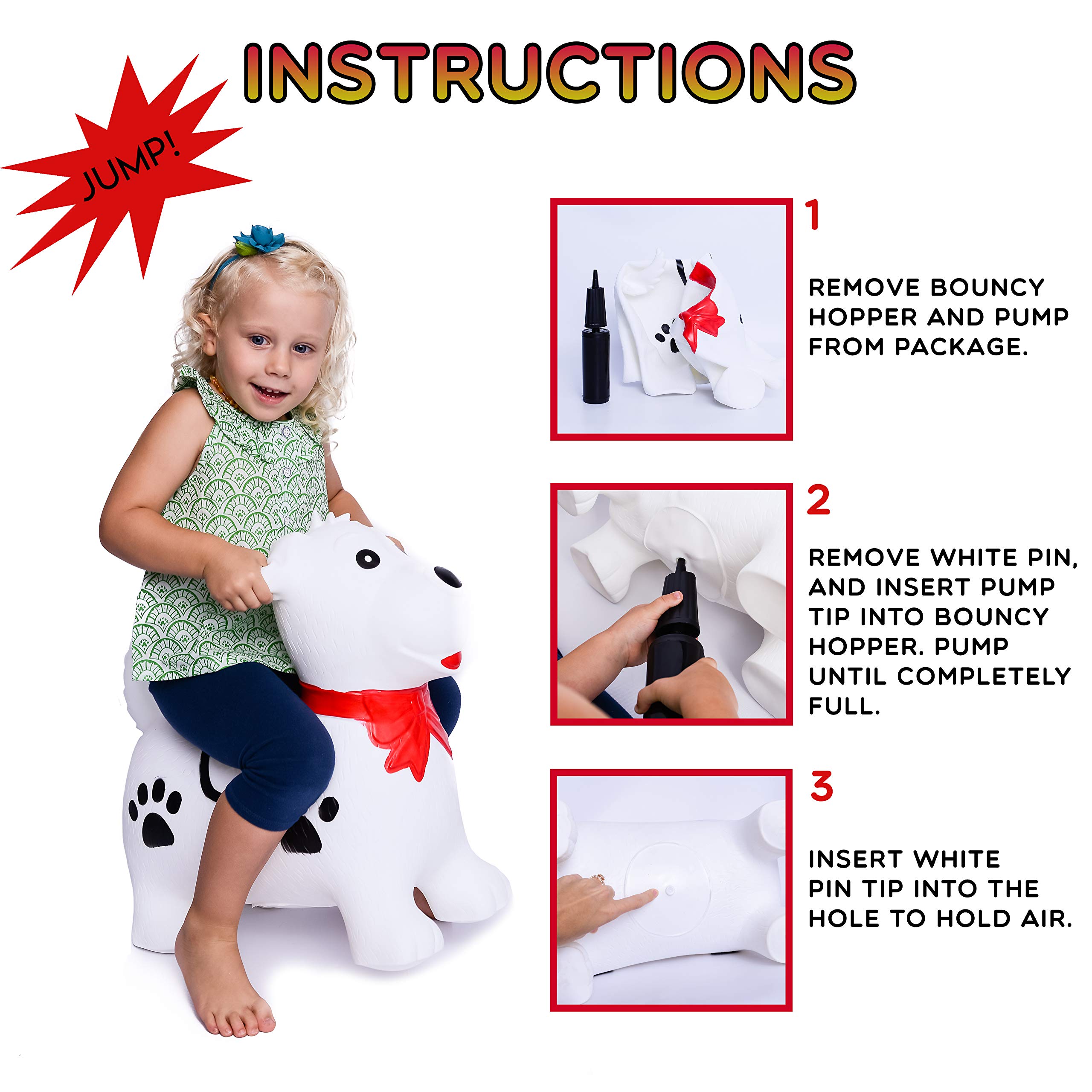 Kiddie Play Bouncy Dog Hopper for Toddlers Inflatable Puppy Animals ...