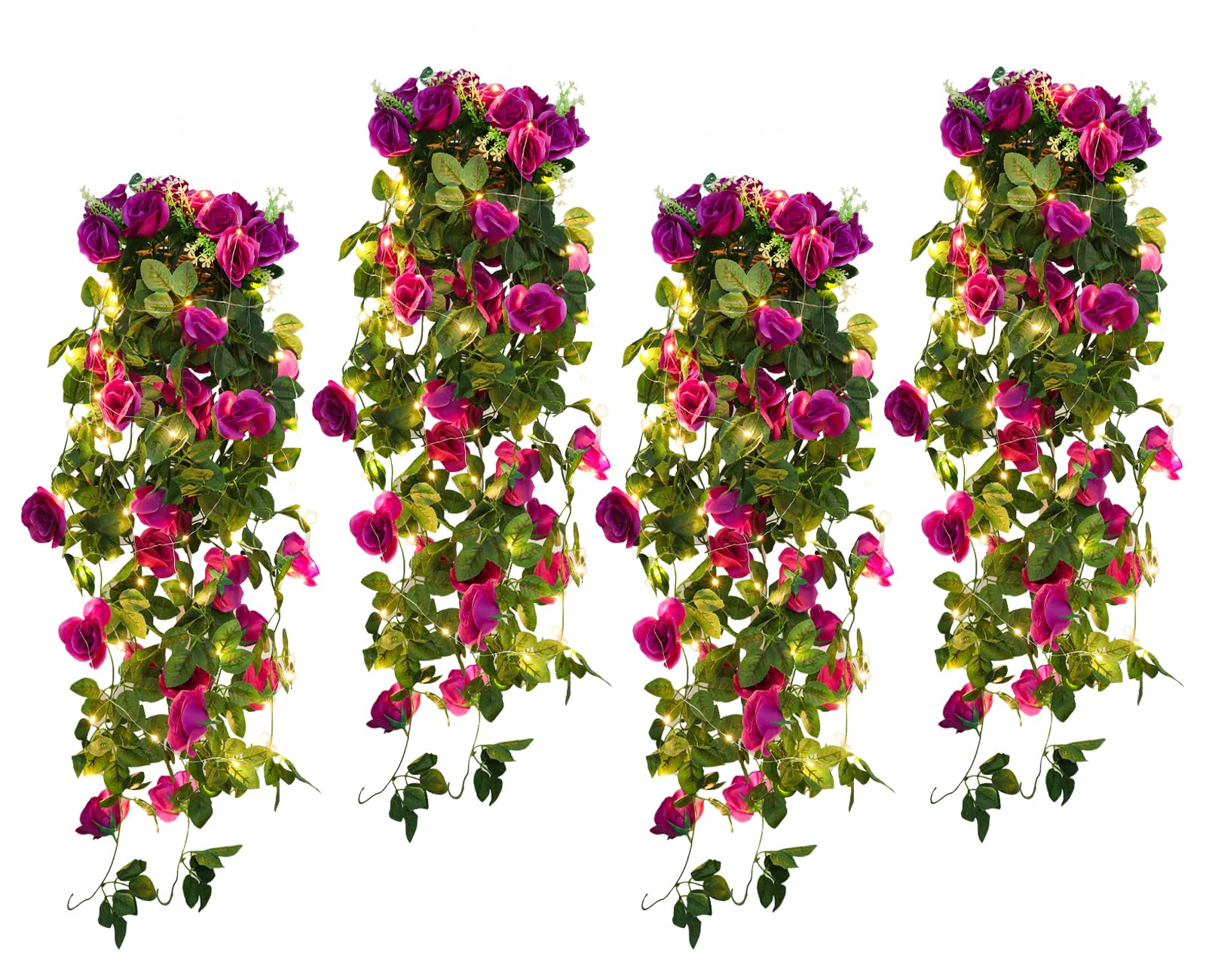 Amazon.com: RECUTMS Artificial Hanging Rose Flower Artificial Plants ...