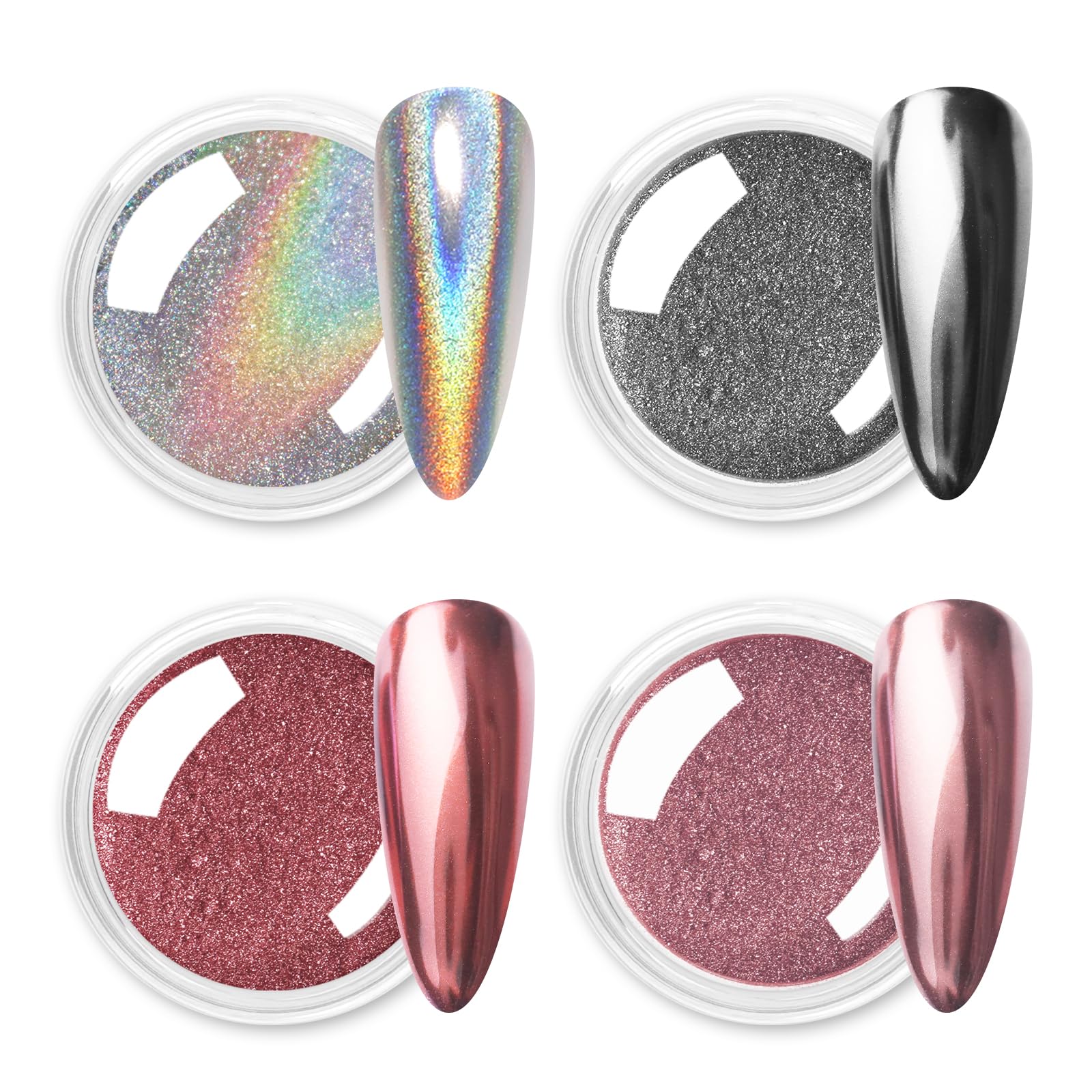 Amazon.com: Allstarry Chrome Nail Powder, Metallic Mirror Effect ...