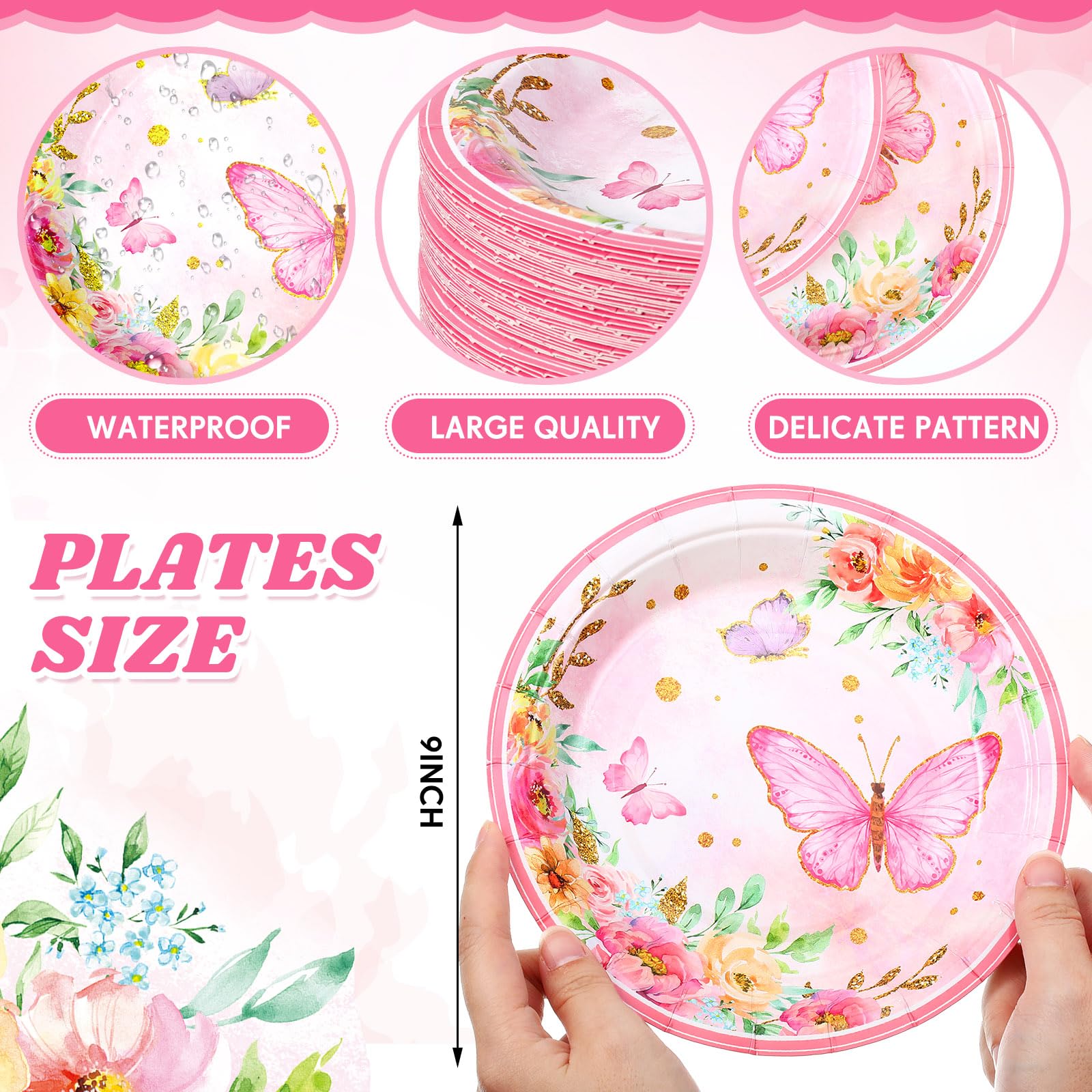 Snapklik.com : 60 Pieces Spring Butterfly Paper Plates Bulk 9 Inch ...