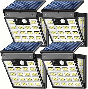 LIFENGSOLER 500Lumens Motion Sensor Lights Outdoor, 3-Side Solar ...