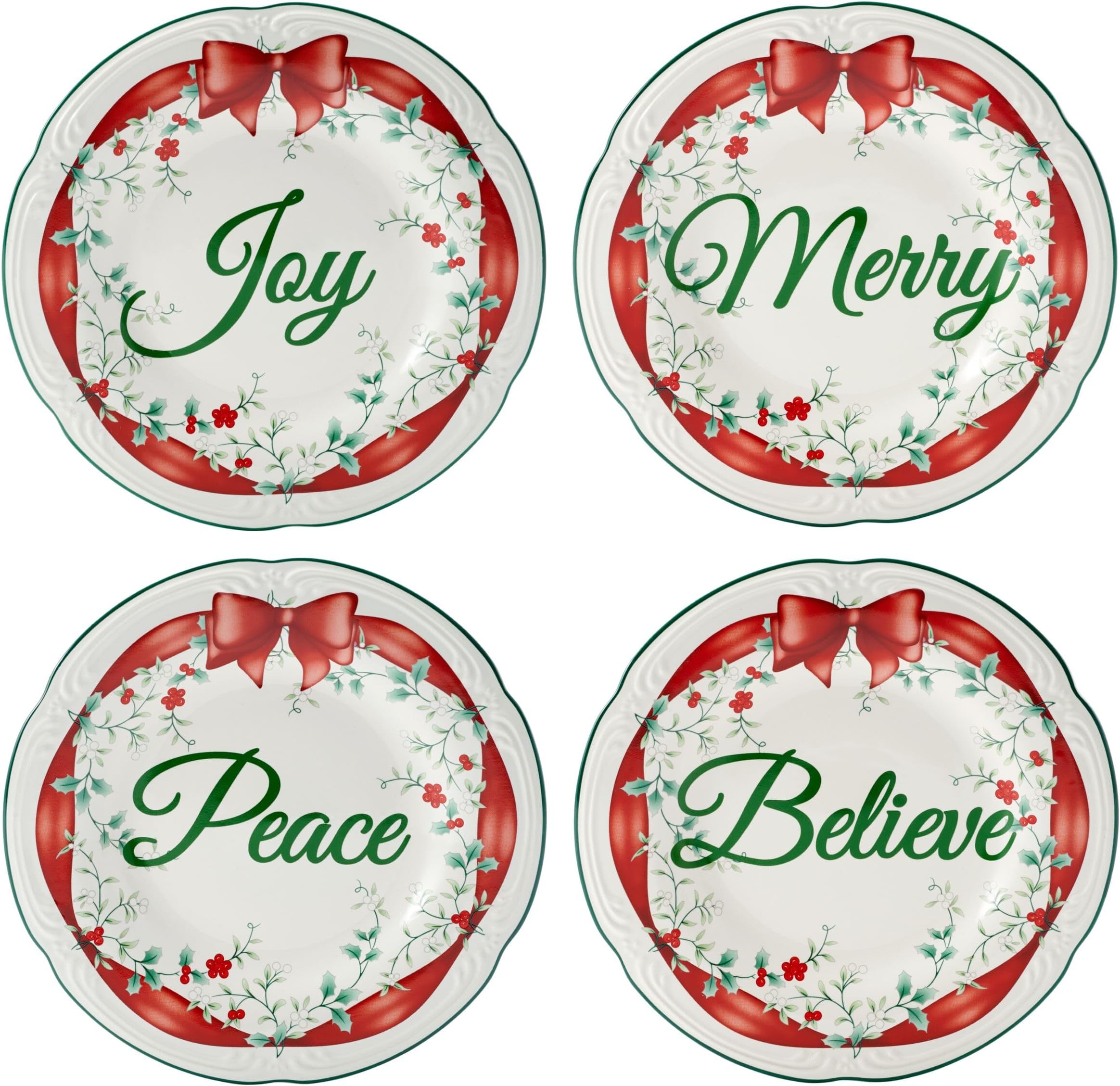 Amazon.com | American Atelier Holiday Plates (Set of 4) - Assorted ...