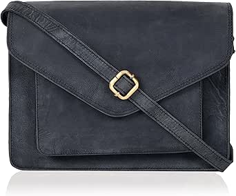 Amazon.com: Leather Flapover Crossbody Handbag Purse for Women with ...