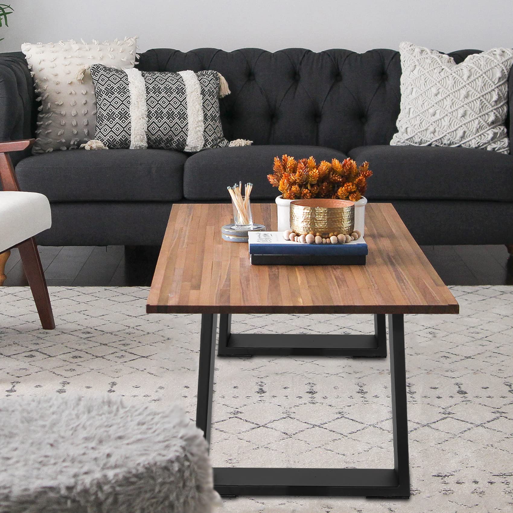 Snapklik.com : TENGCHANG 16" Metal Bench Legs Trapezoid Shaped Coffee ...