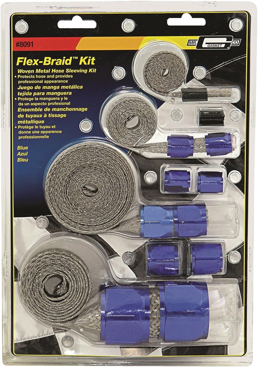 Amazon.com: Mr. Gasket 8091 Braided Hose Sleeve Kit-Blu, Blue, 0.250 in ...