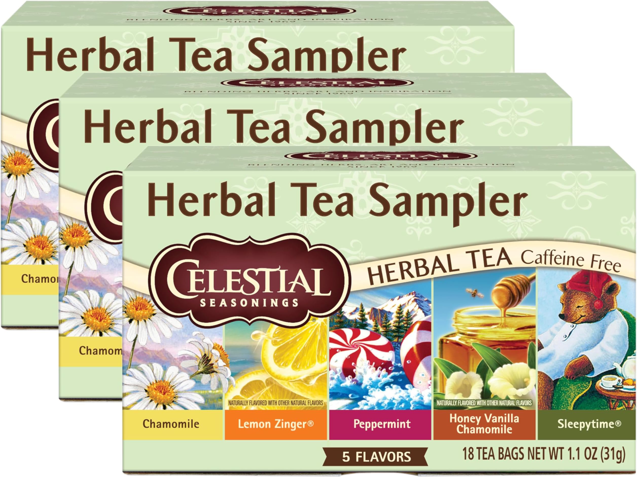 Amazon.com : Celestial Seasonings Herbal Tea, Tea Sampler, 18 Count ...