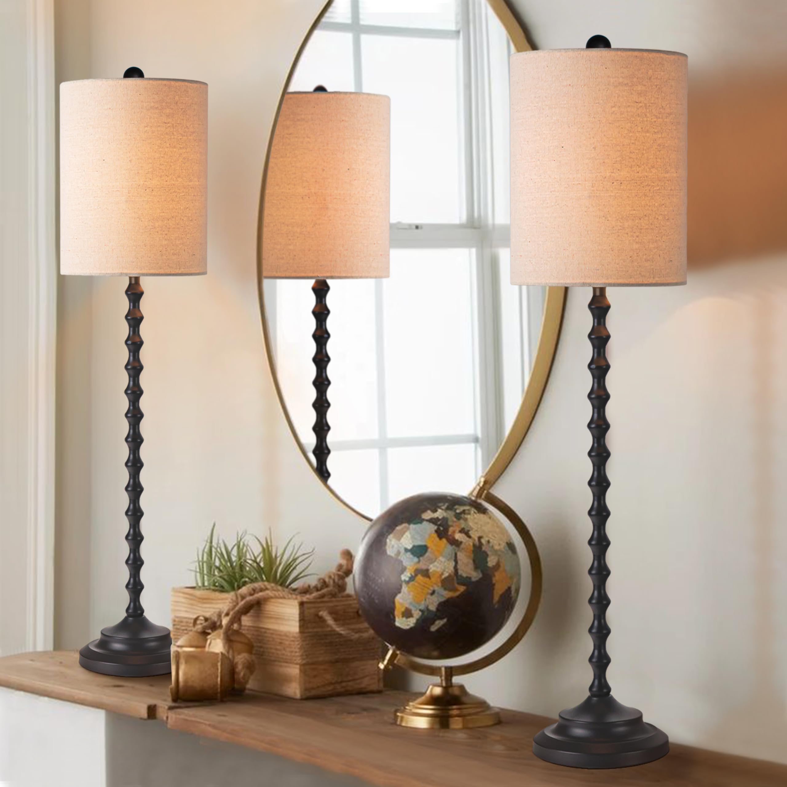 Set of 2 - MESTAR 35-inch Traditional Bronze Buffet Lamps Table Lamp ...