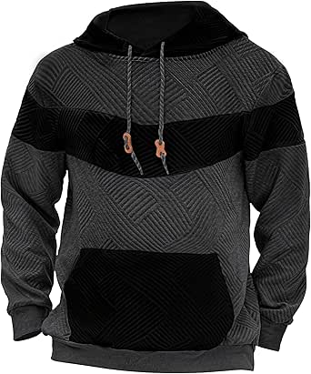 TURAND Men Hoodies Pullover Fall Winter Color Block Sweatshirts Tops ...