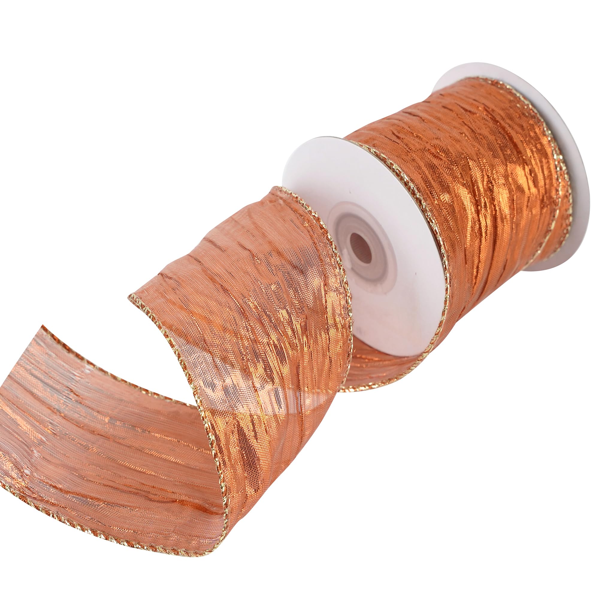 Amazon.com: MEEDEE Copper Wired Ribbon 2.5 Inch Metallic Neon Orange ...