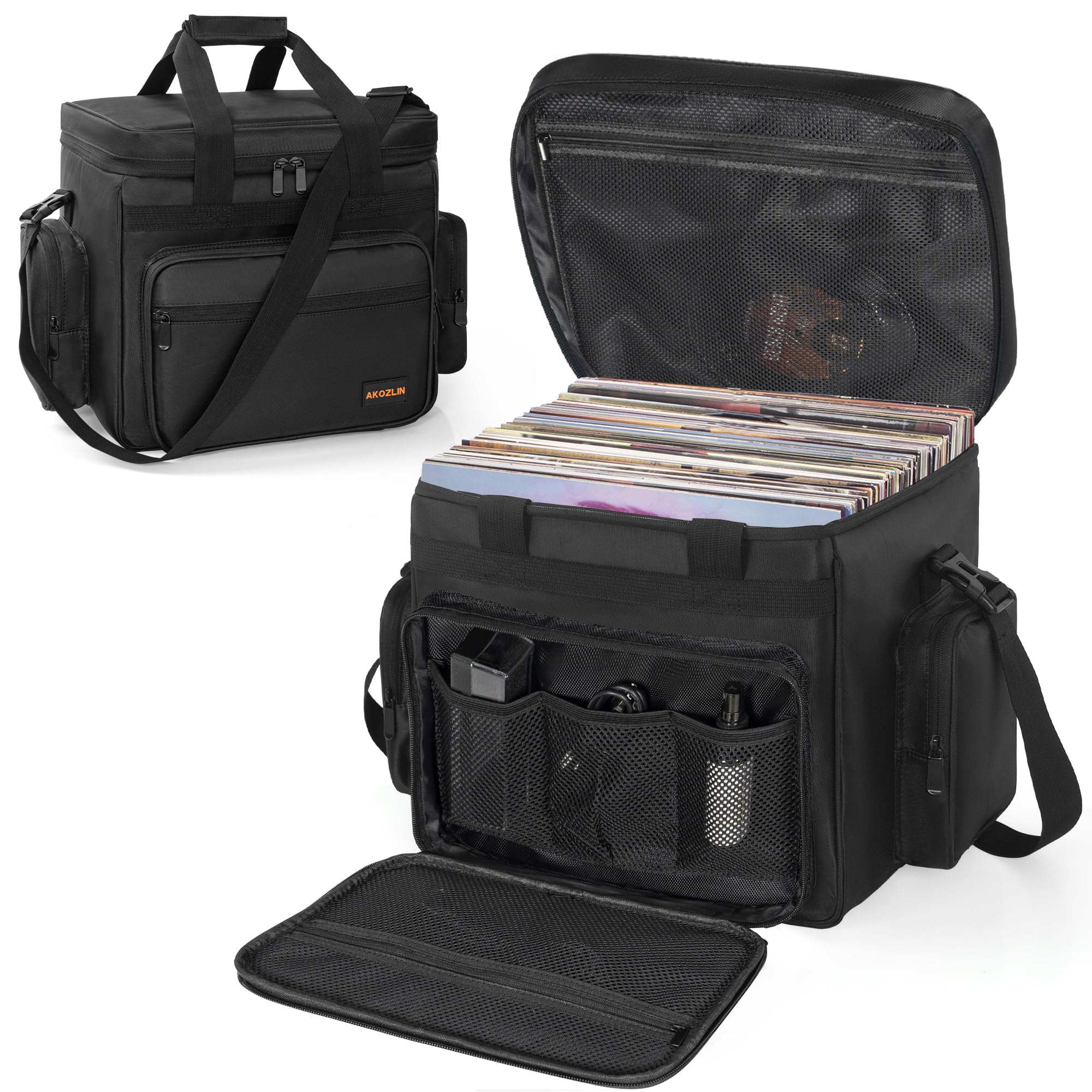 Amazon.com: AKOZLIN Vinyl Record Travel Carrying Bag with Divider ...